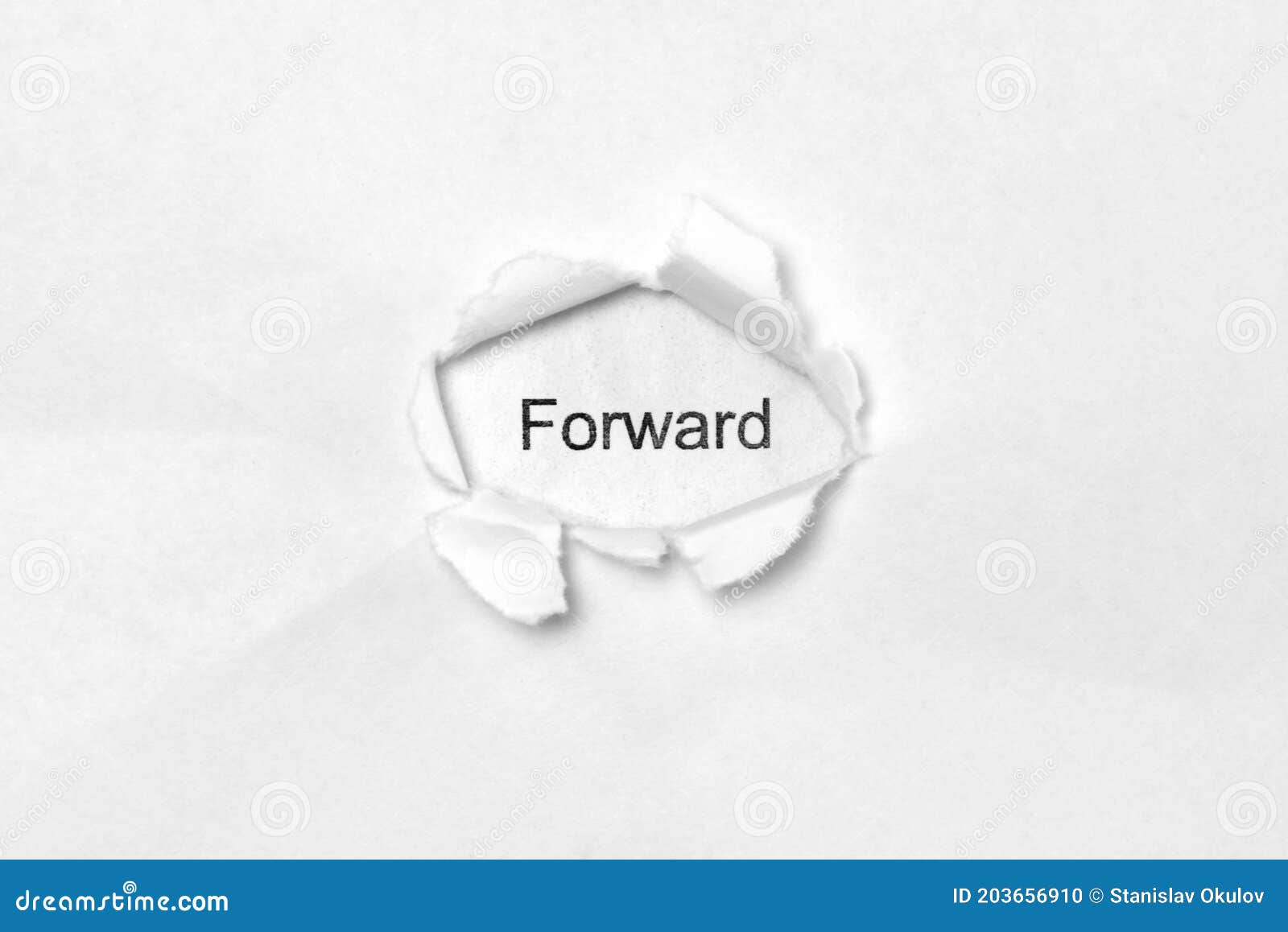 Word Forward on White Isolated Background through the Wound Hole in the ...