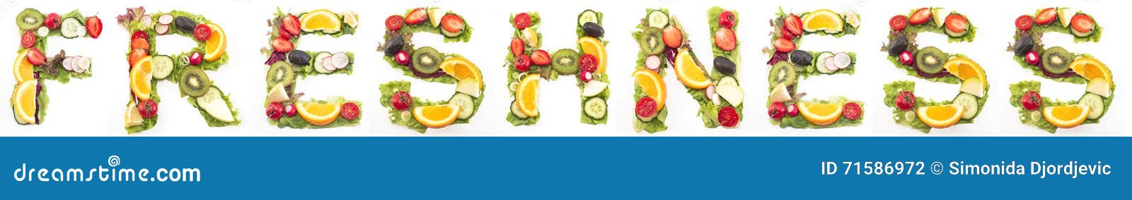 Word Freshness Made of Salad and Fruits Stock Photo - Image of green ...