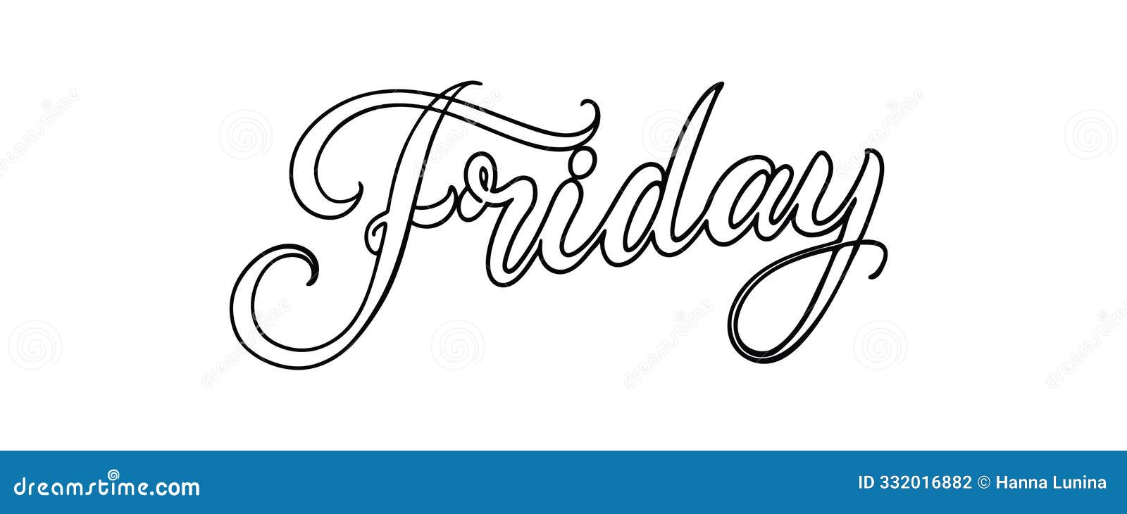 The Word Friday in One Line. Calligraphic Text. Vector Illustration ...