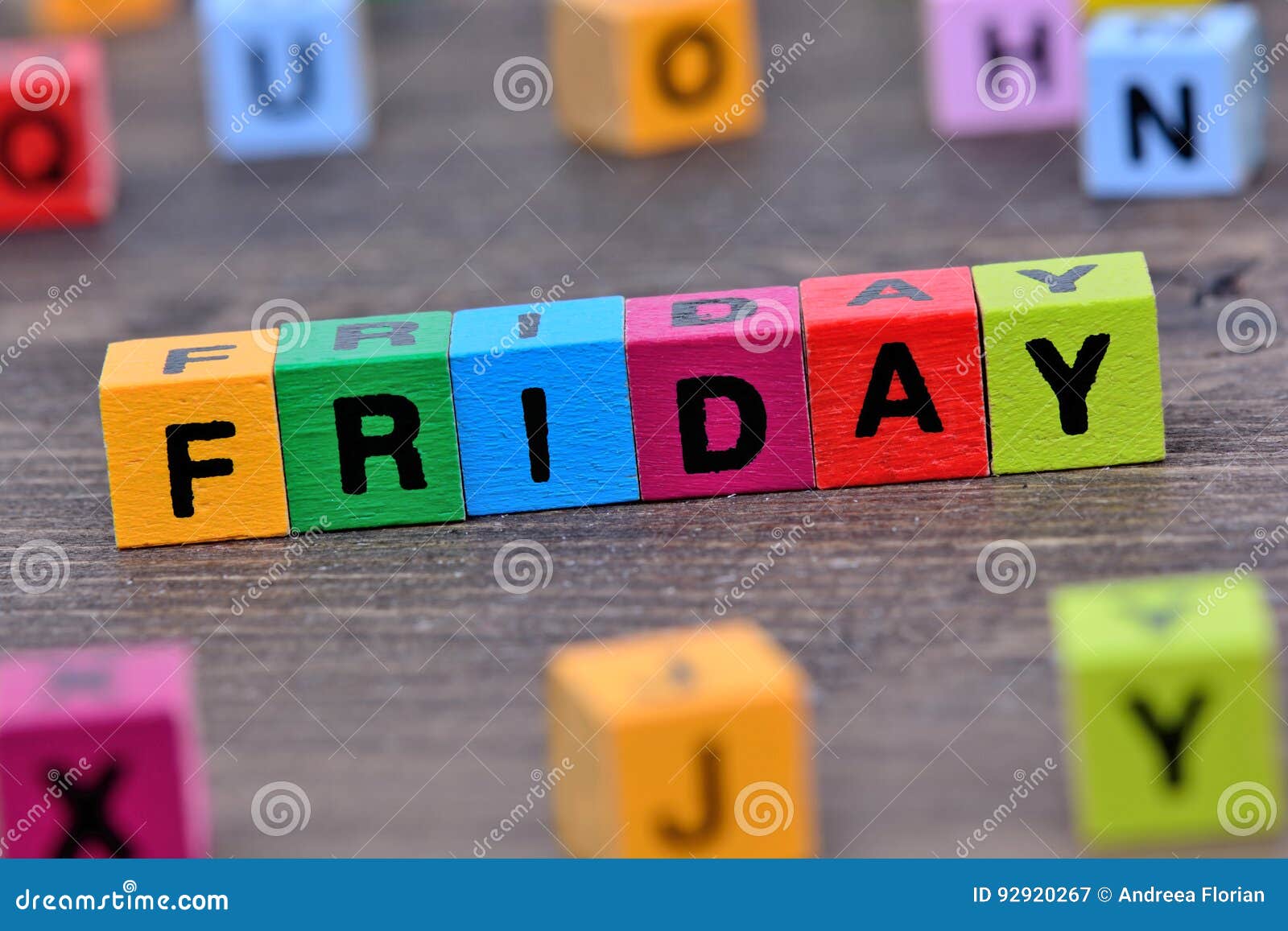The word Friday on table stock image. Image of knowledge - 92920267