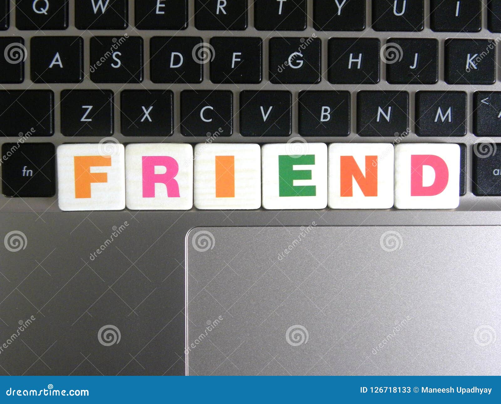 Word Friend on Keyboard Background Stock Image - Image of office ...