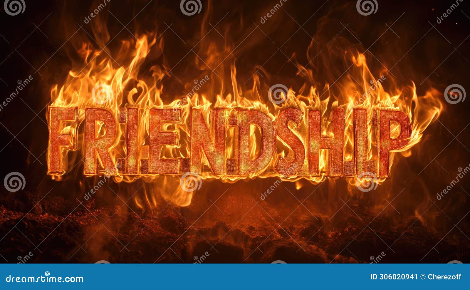 Word Friendship on Fire stock image. Image of design - 306020941