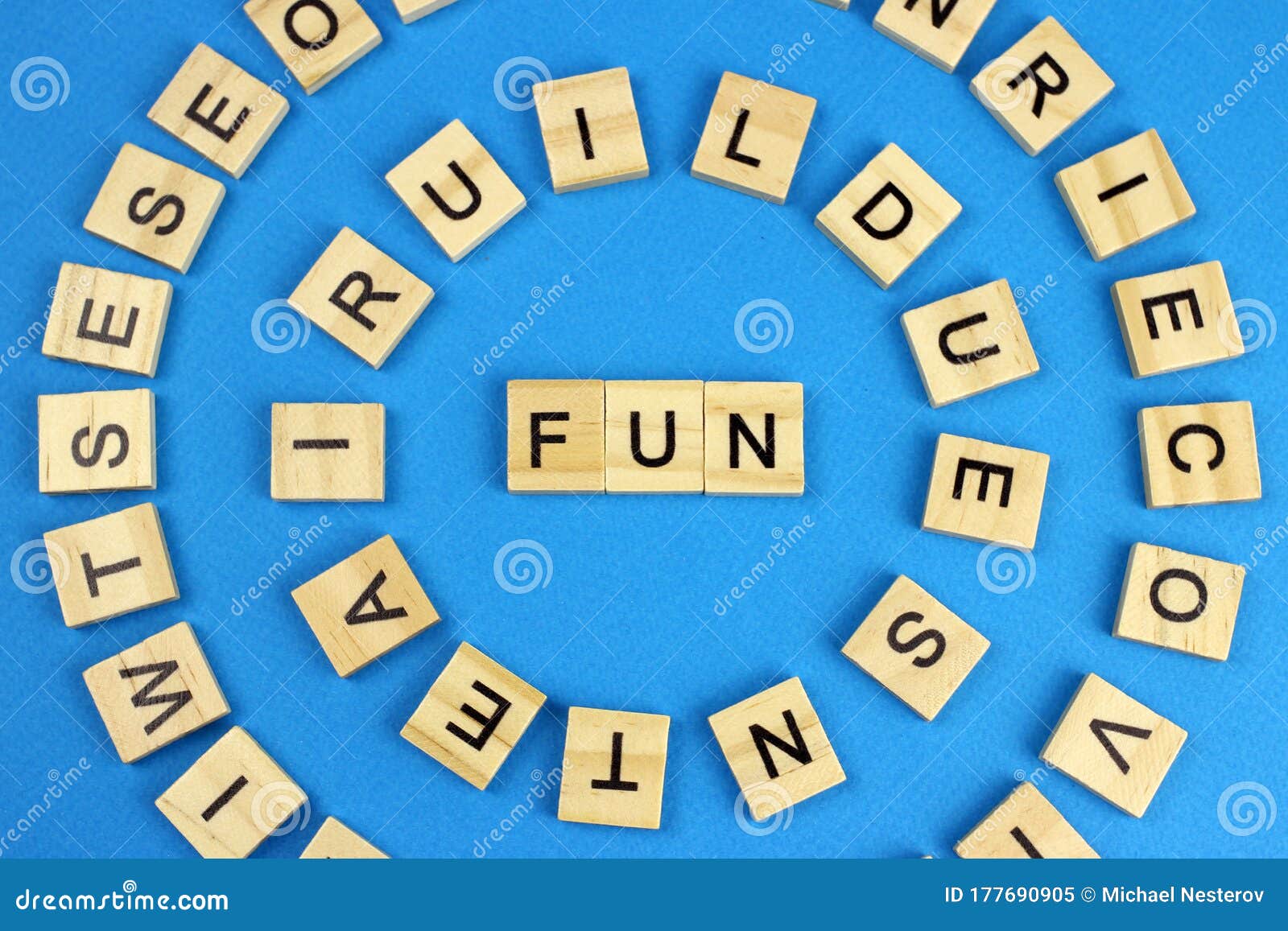 Word Fun is Made of Wooden Letters on a Blue Background Stock Image ...