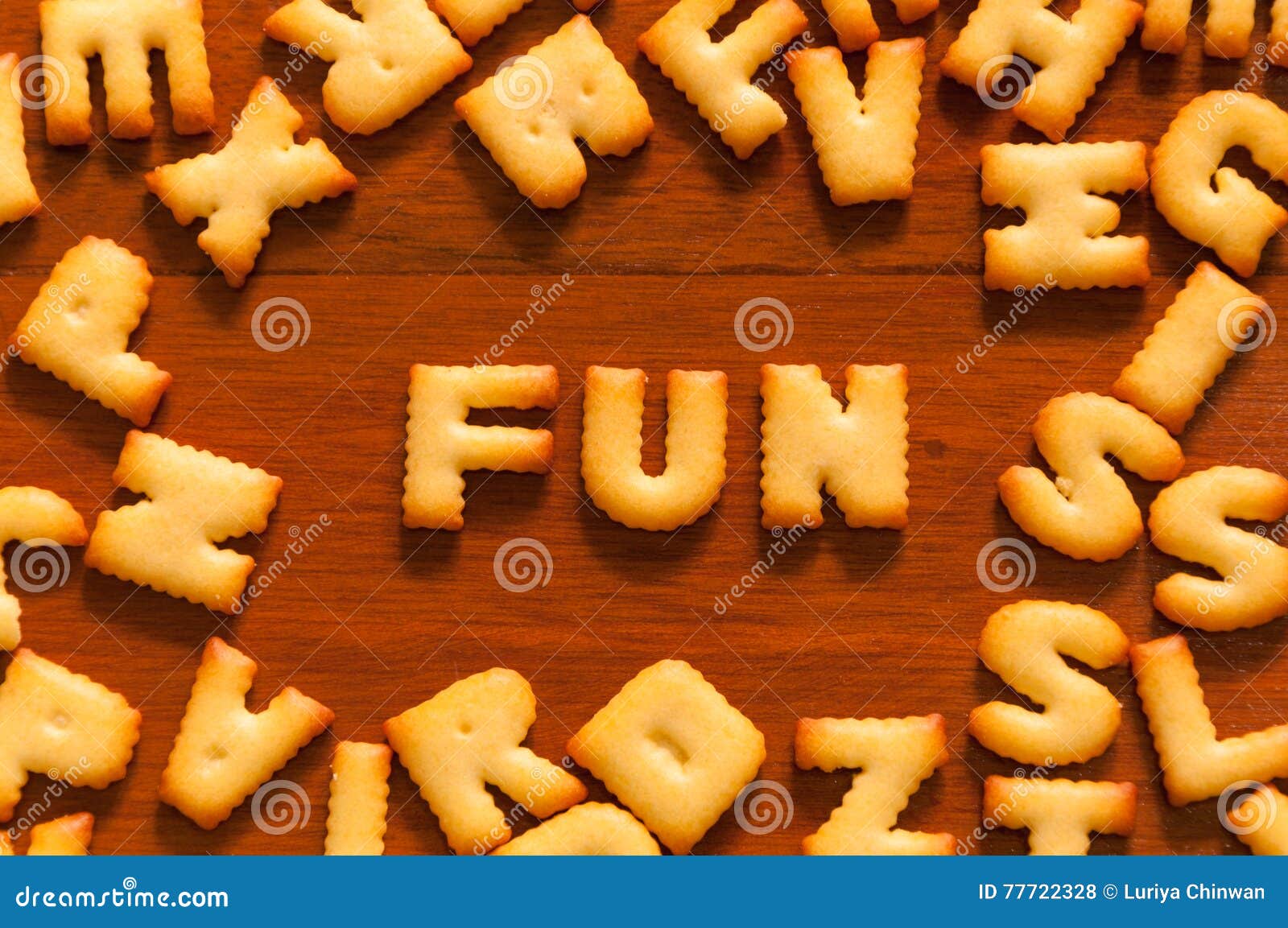 The Word Fun Written with Cracker Stock Photo - Image of wood, cracker ...