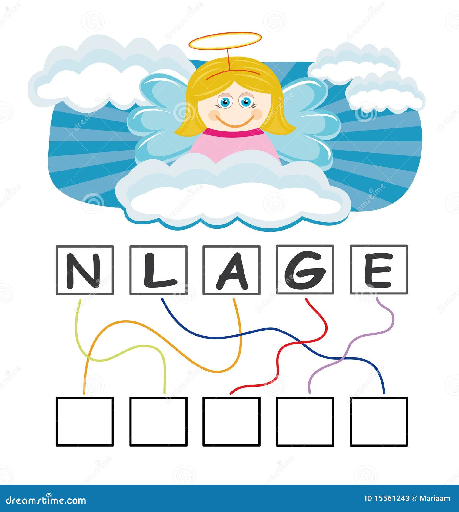Word game with angel stock vector. Illustration of letters - 15561243