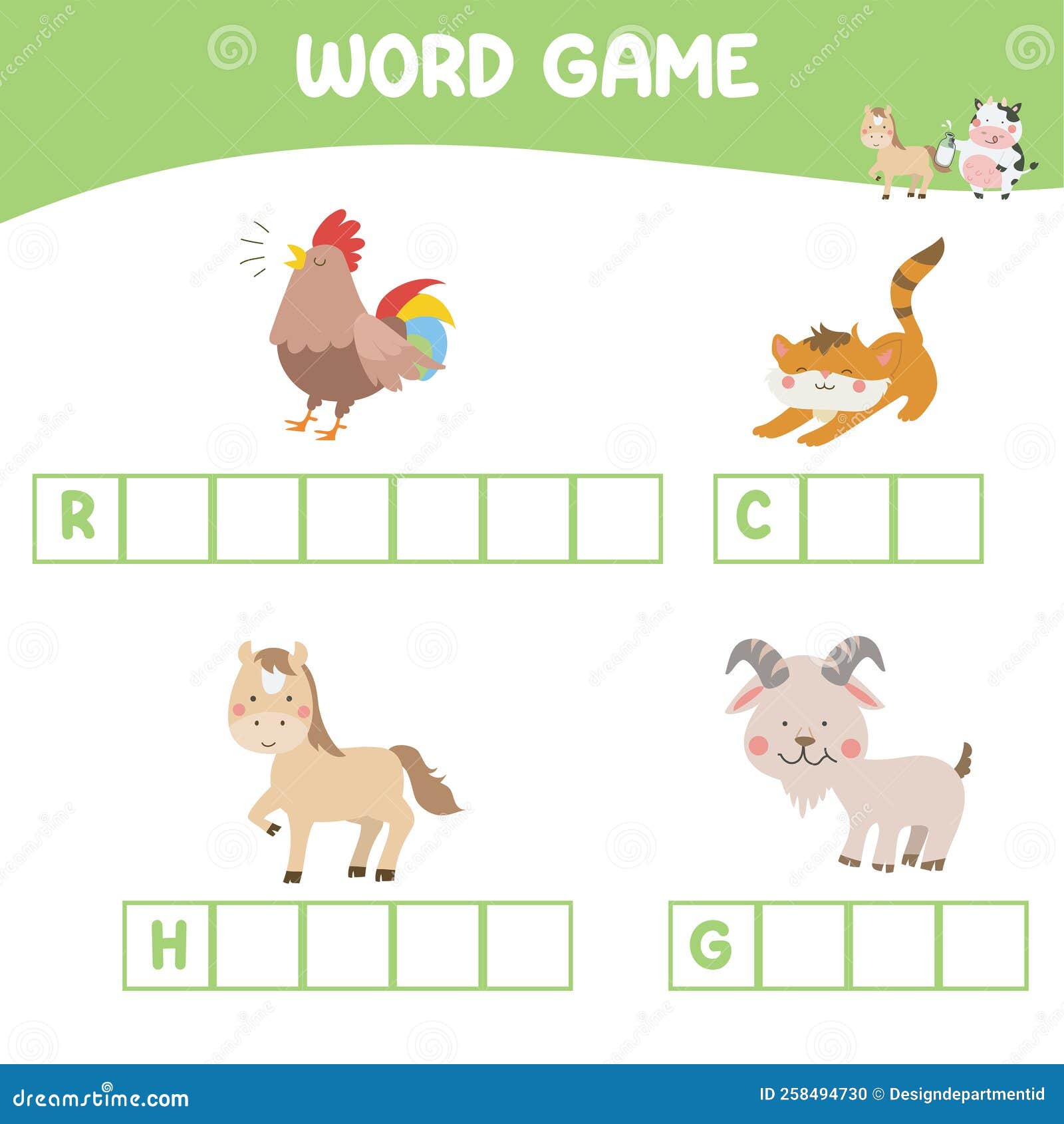 Word Game Worksheet. Complete Animals Name Worksheet. Writing Practice ...
