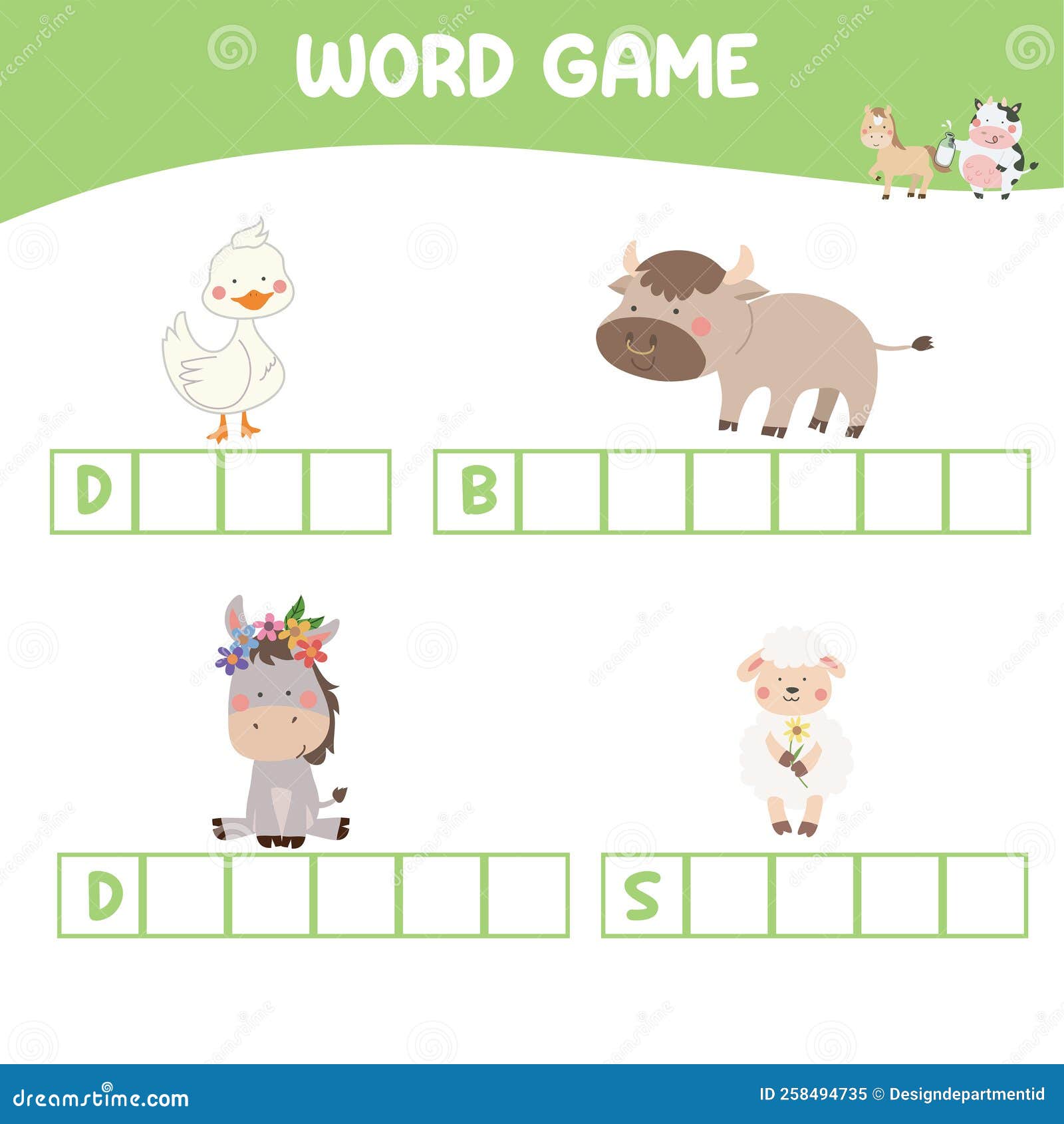 Word Game Worksheet. Complete Animals Name Worksheet. Writing Practice ...