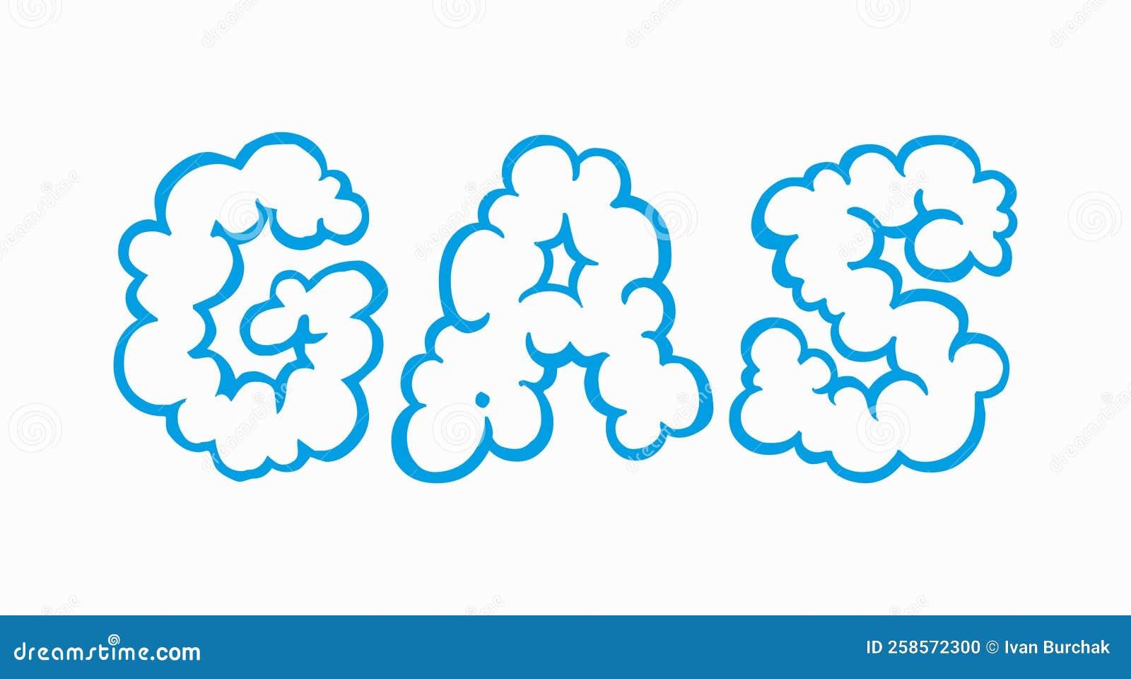 The Word GAS Written in Letters in the Shape of a Cloud. Flat Vector ...
