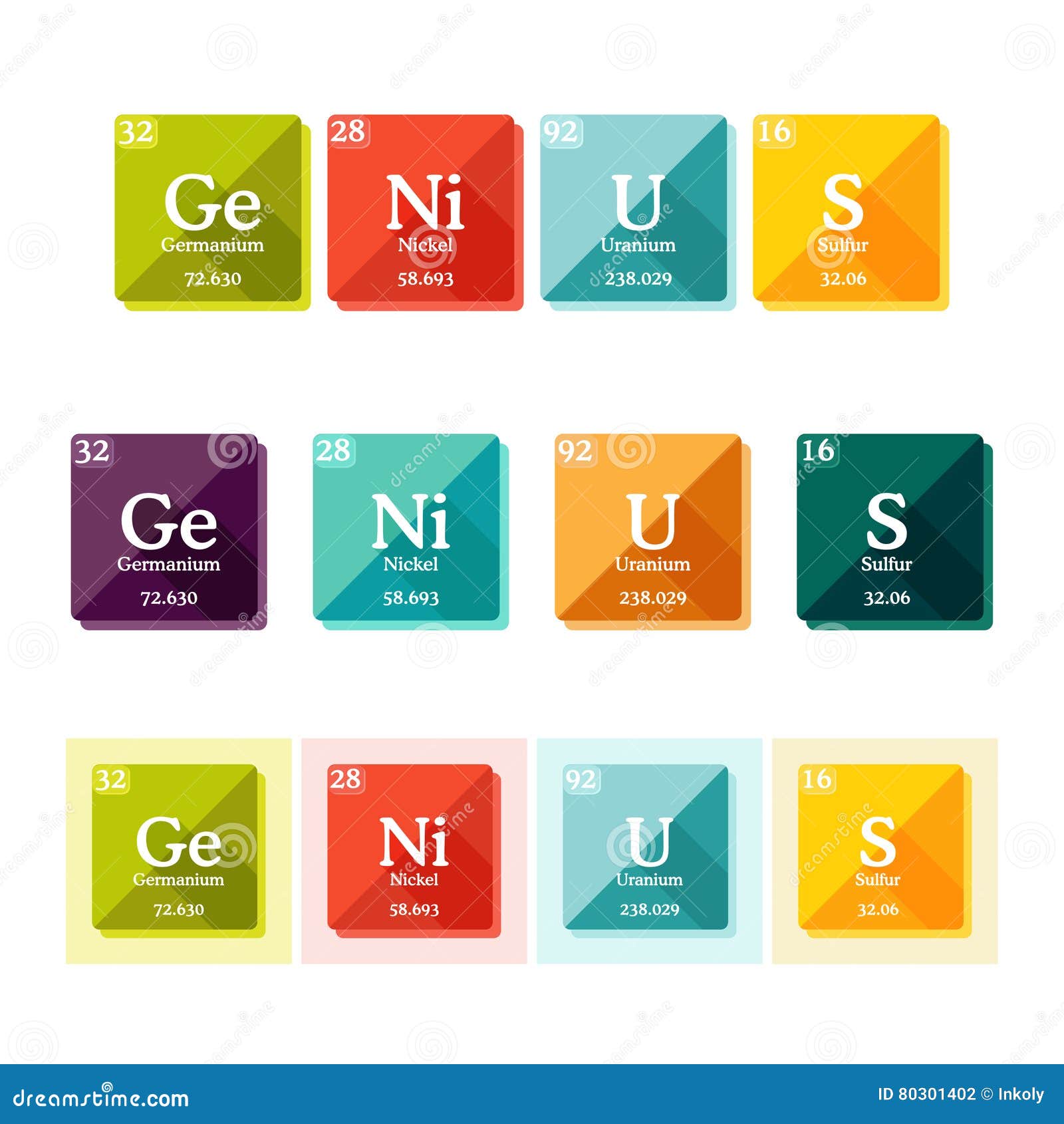 Word Genius Formed of the Elements of Periodic Table. Stock Vector ...