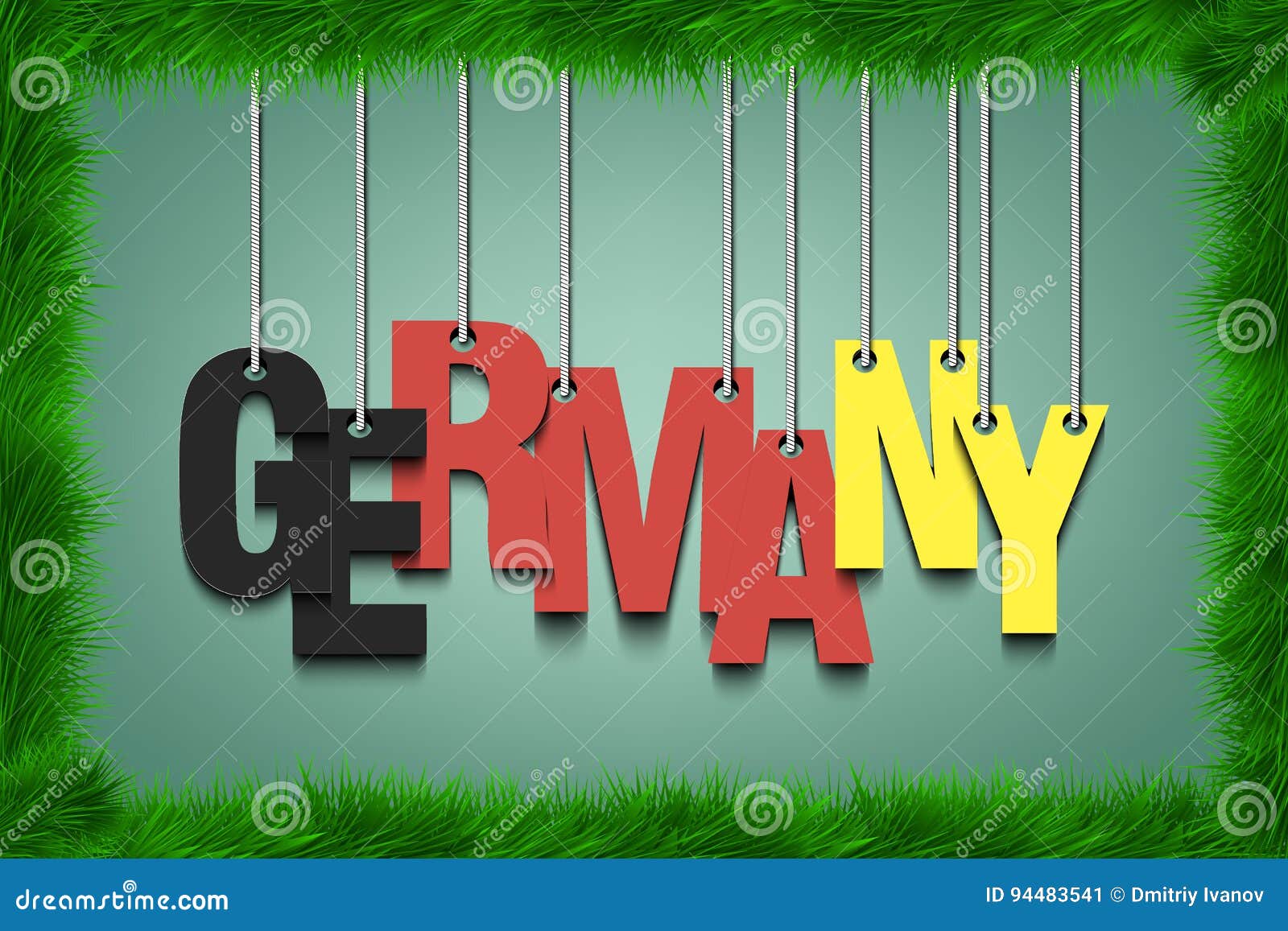 The Word Germany Hang on the Ropes in Frame of Grass Stock Vector ...