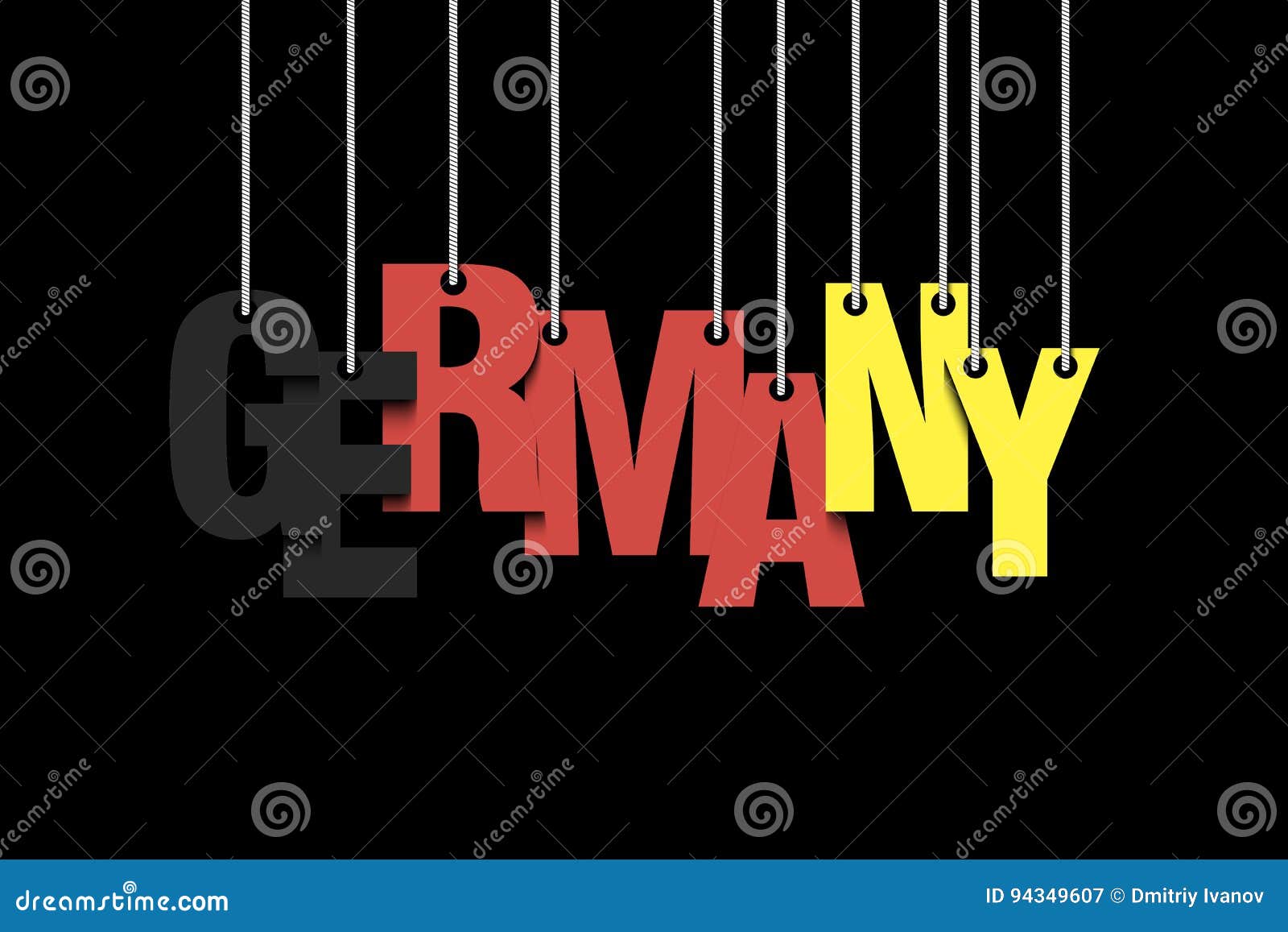 The Word Germany Hang on the Ropes Stock Vector - Illustration of card ...