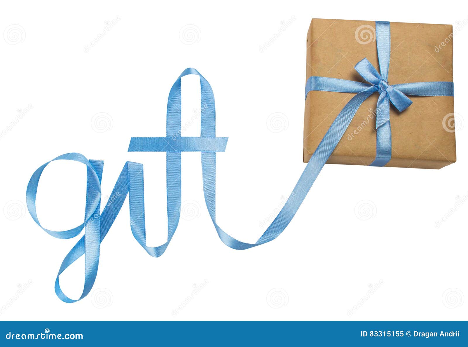 Word Gift Written Ribbon Blue and Box Stock Image - Image of ribbon ...