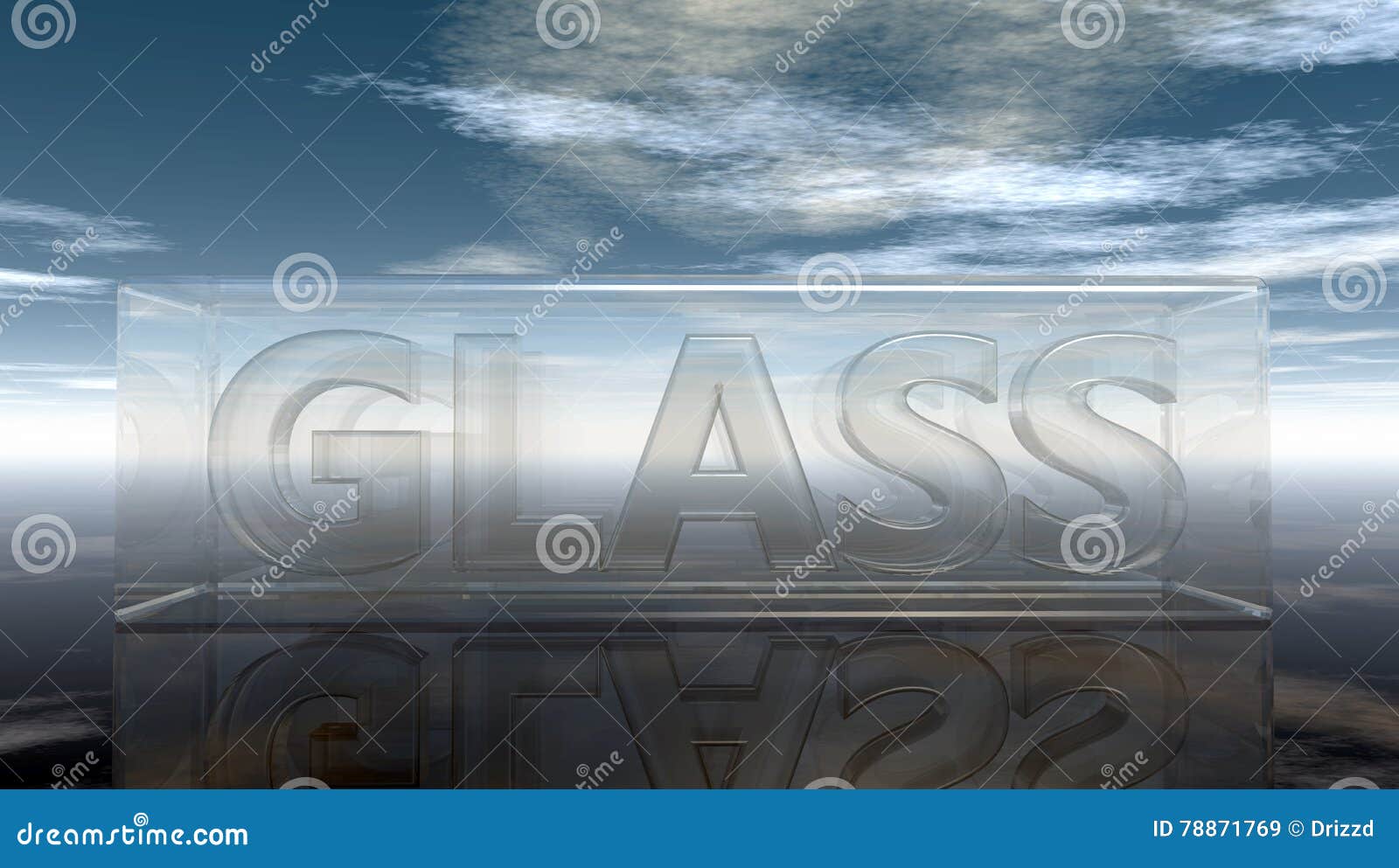 The Word Glass in Glass Under Cloudy Sky Stock Illustration ...