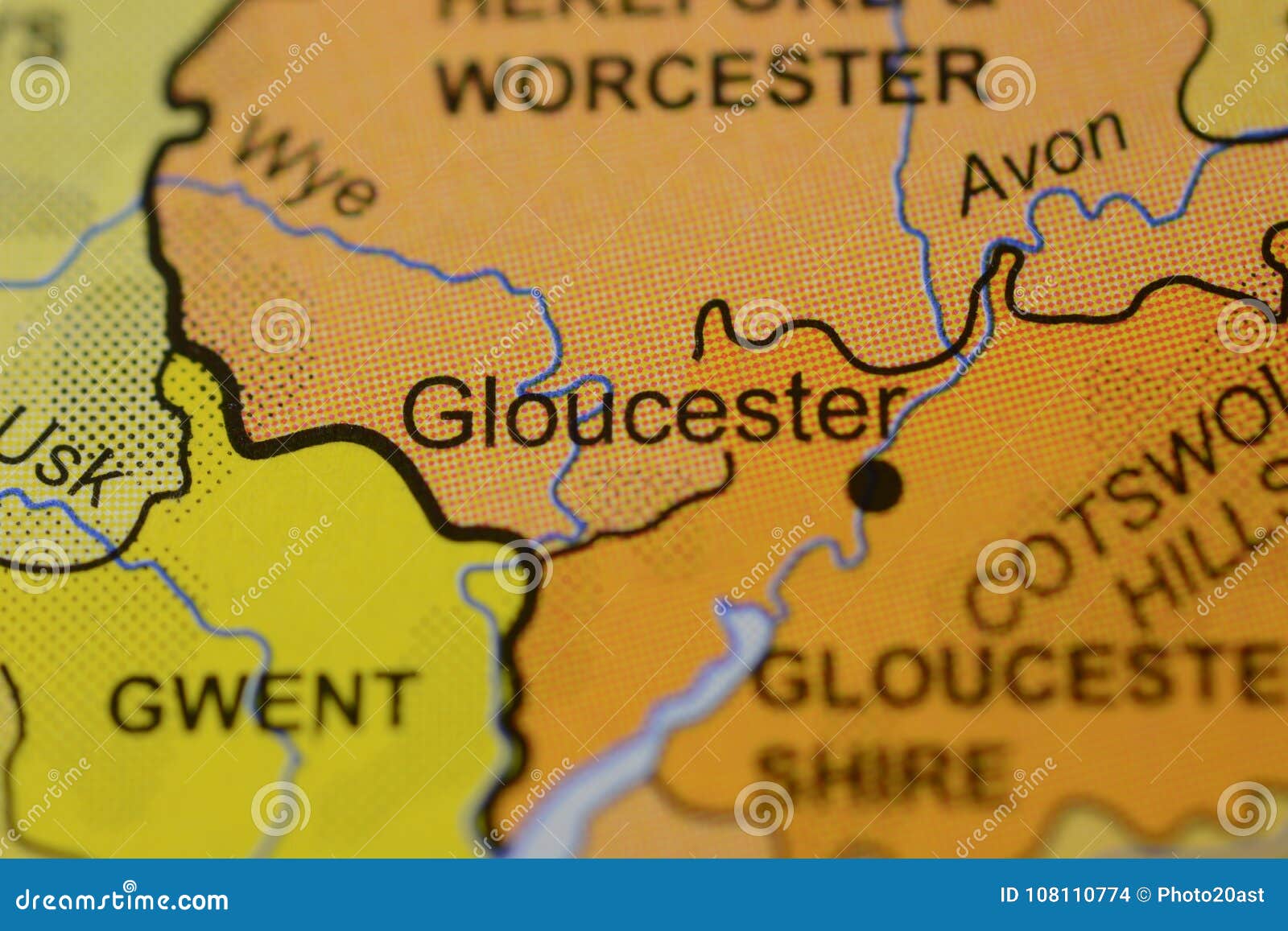 The Word GLOUCESTER, ENGLAND, on the Map Stock Photo - Image of cities ...