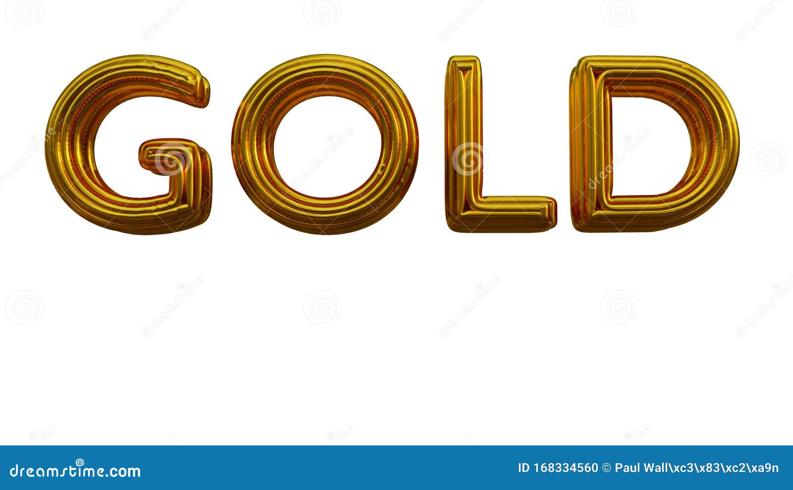 Word `GOLD` with Metallic Capital Letters. 3d Rendering. Stock ...