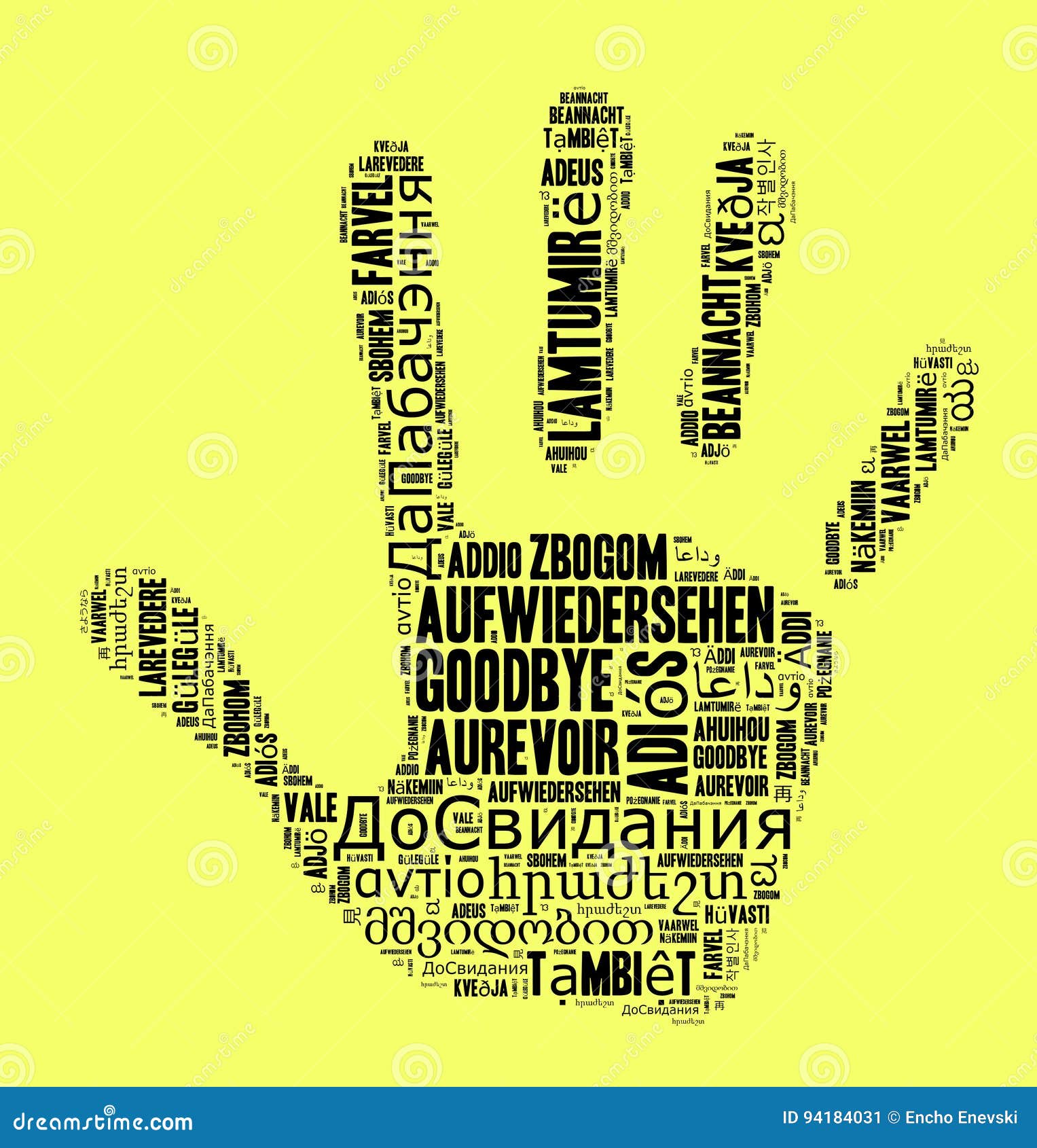 Word Goodbye in Different Languages Stock Illustration - Illustration ...