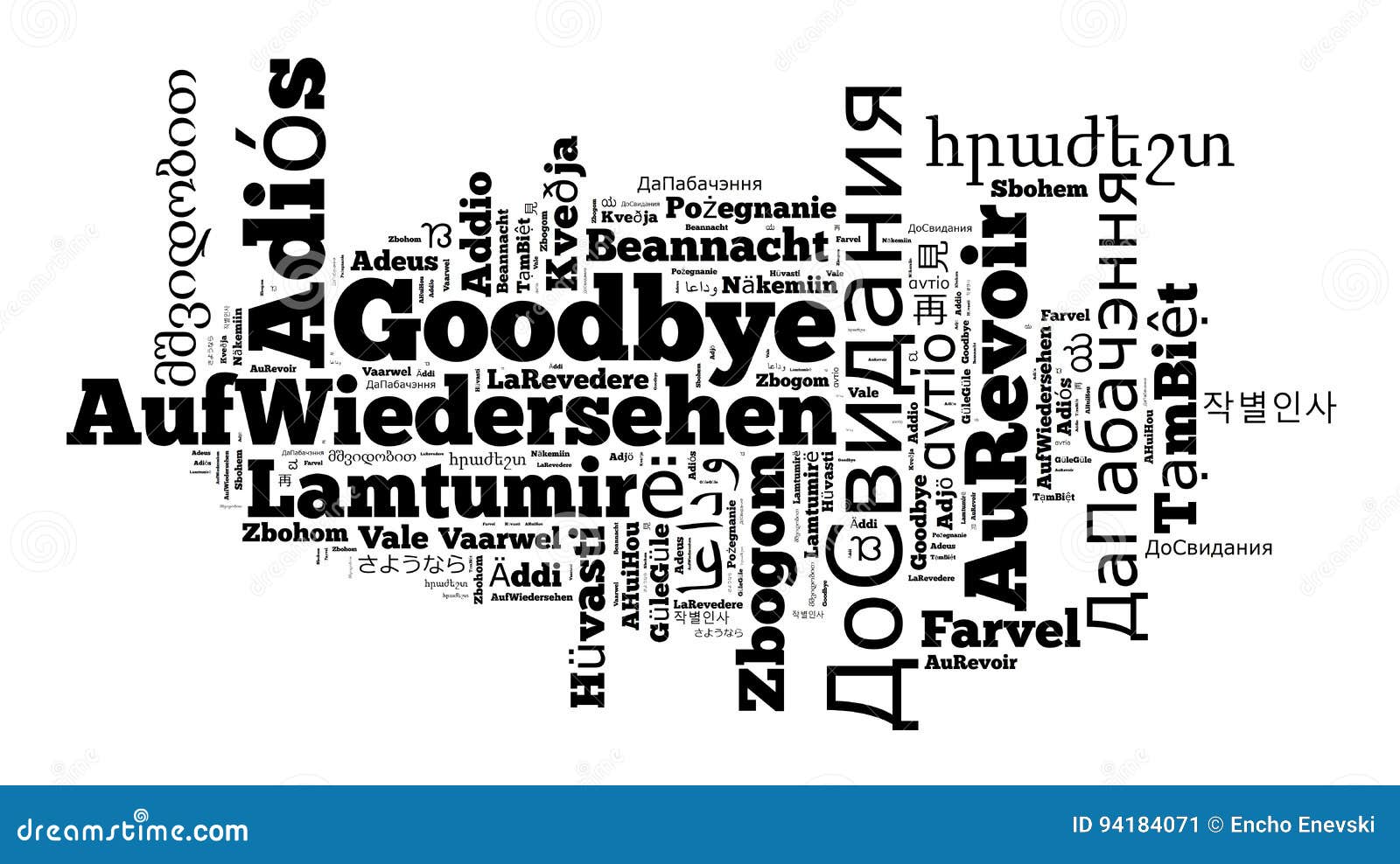 Word Goodbye in Different Languages Stock Illustration - Illustration ...