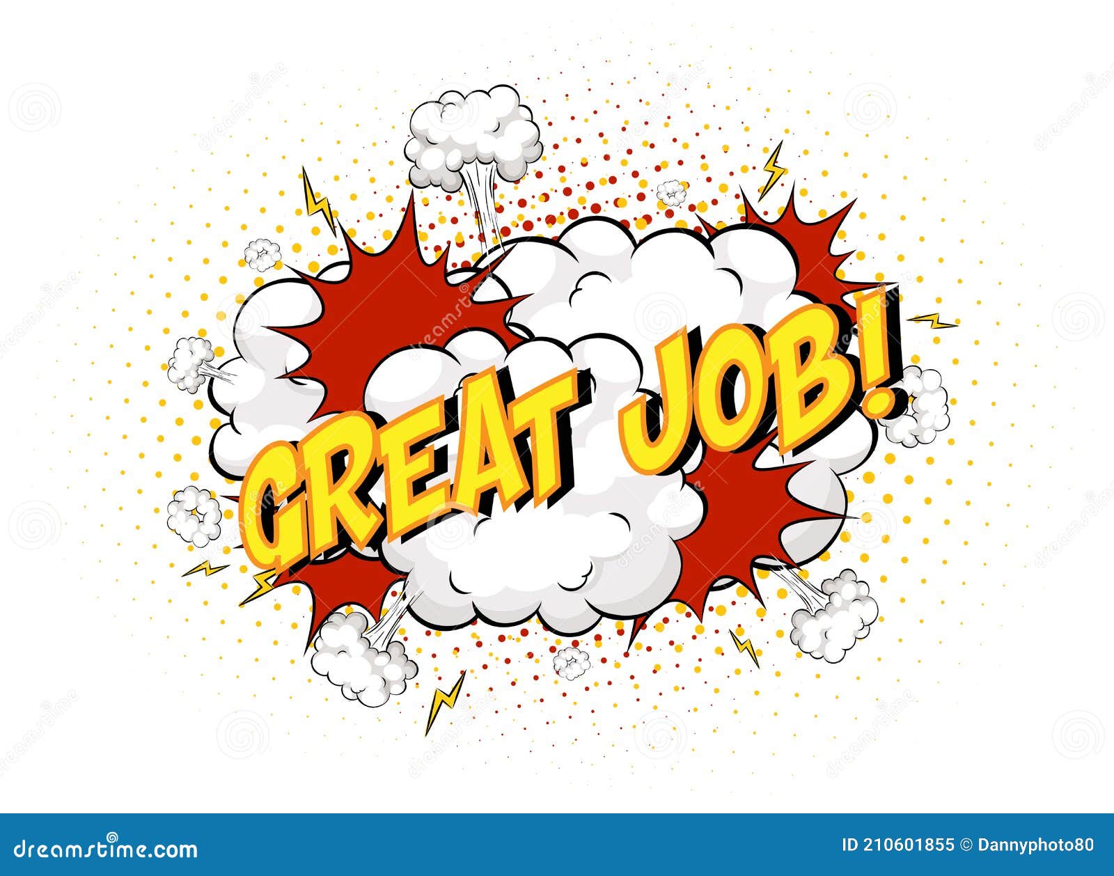 Word Great Job on Comic Cloud Explosion Background Stock Vector ...