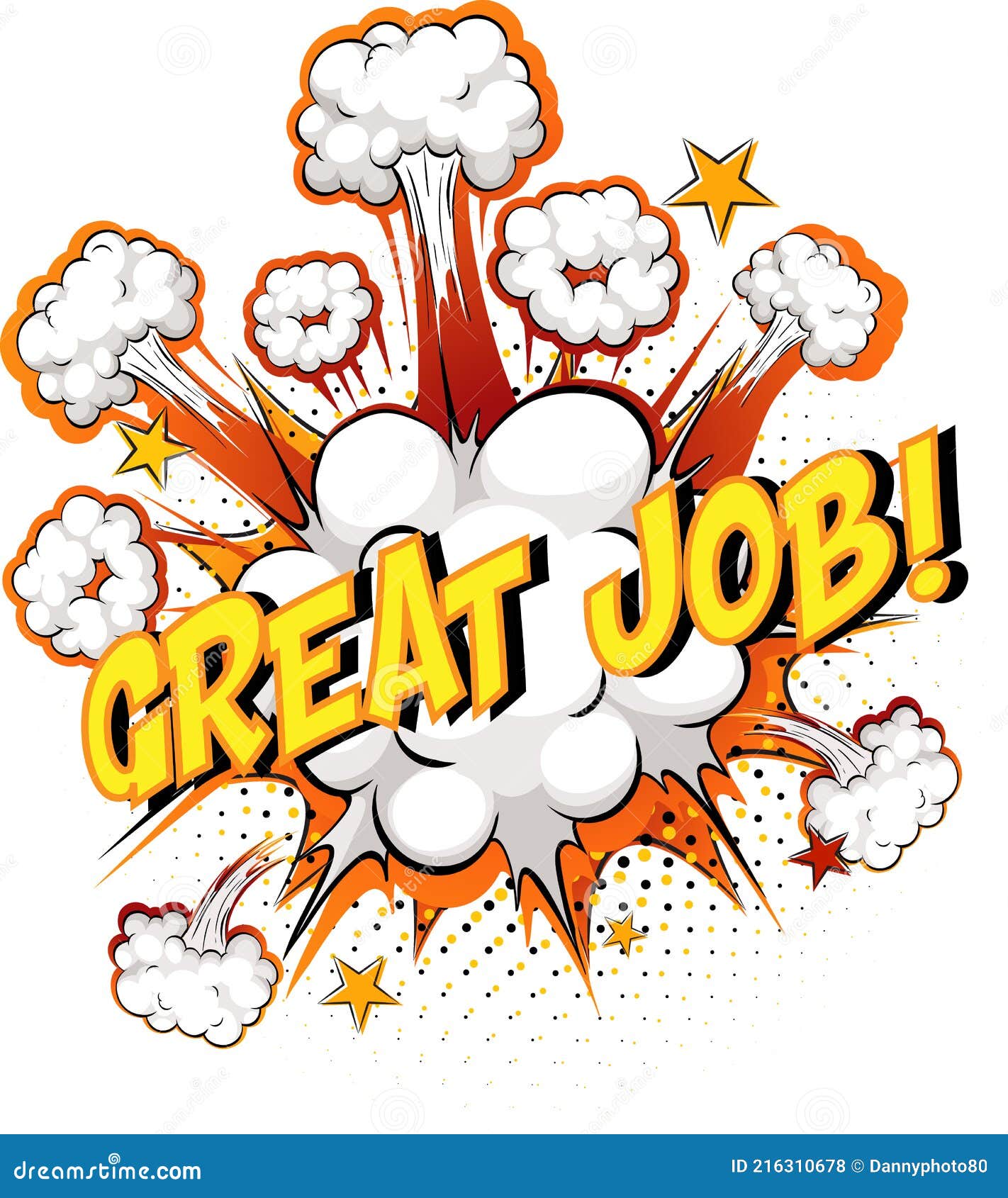 Word Great Job on Comic Cloud Explosion Background Stock Vector ...