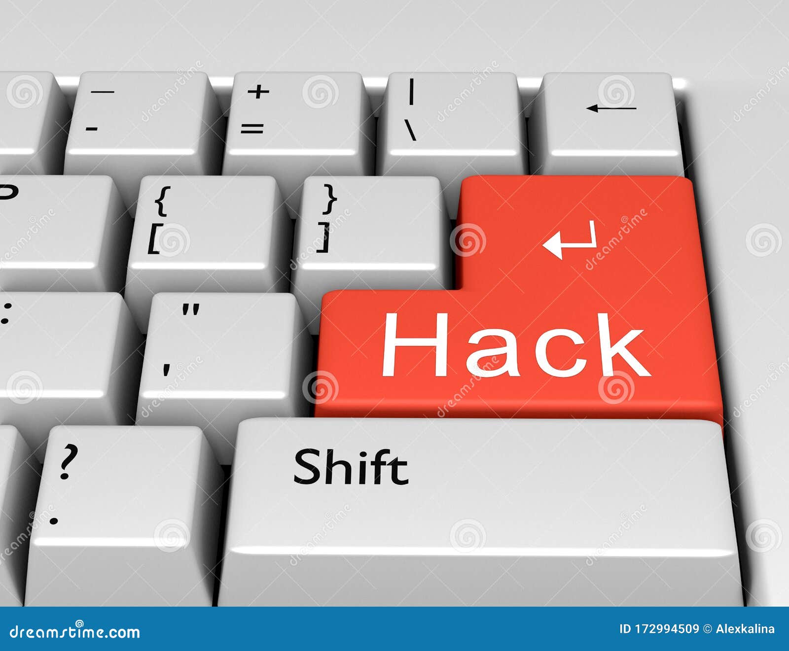 Word Hack Is Written On A Computer Keyboard Conceptual Image On A Computer Key Enter Stock