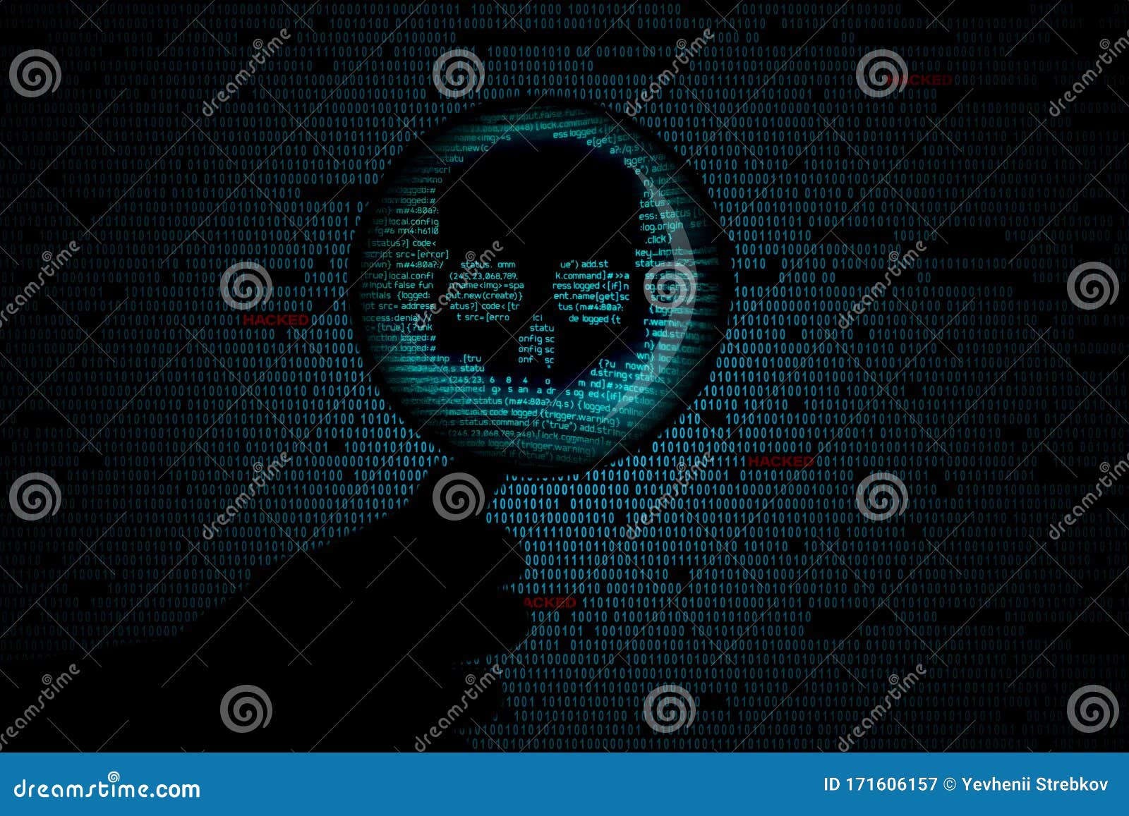 The Word HACKER ATTACK on the Screen. View through a Magnifier Stock ...