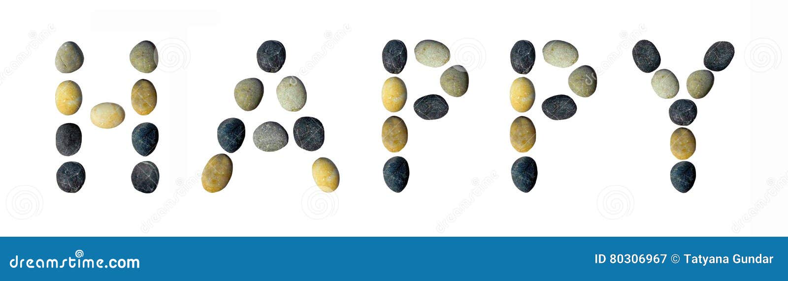 The Word Happy Made of Pebbles. Stock Image - Image of isolate, symbols ...