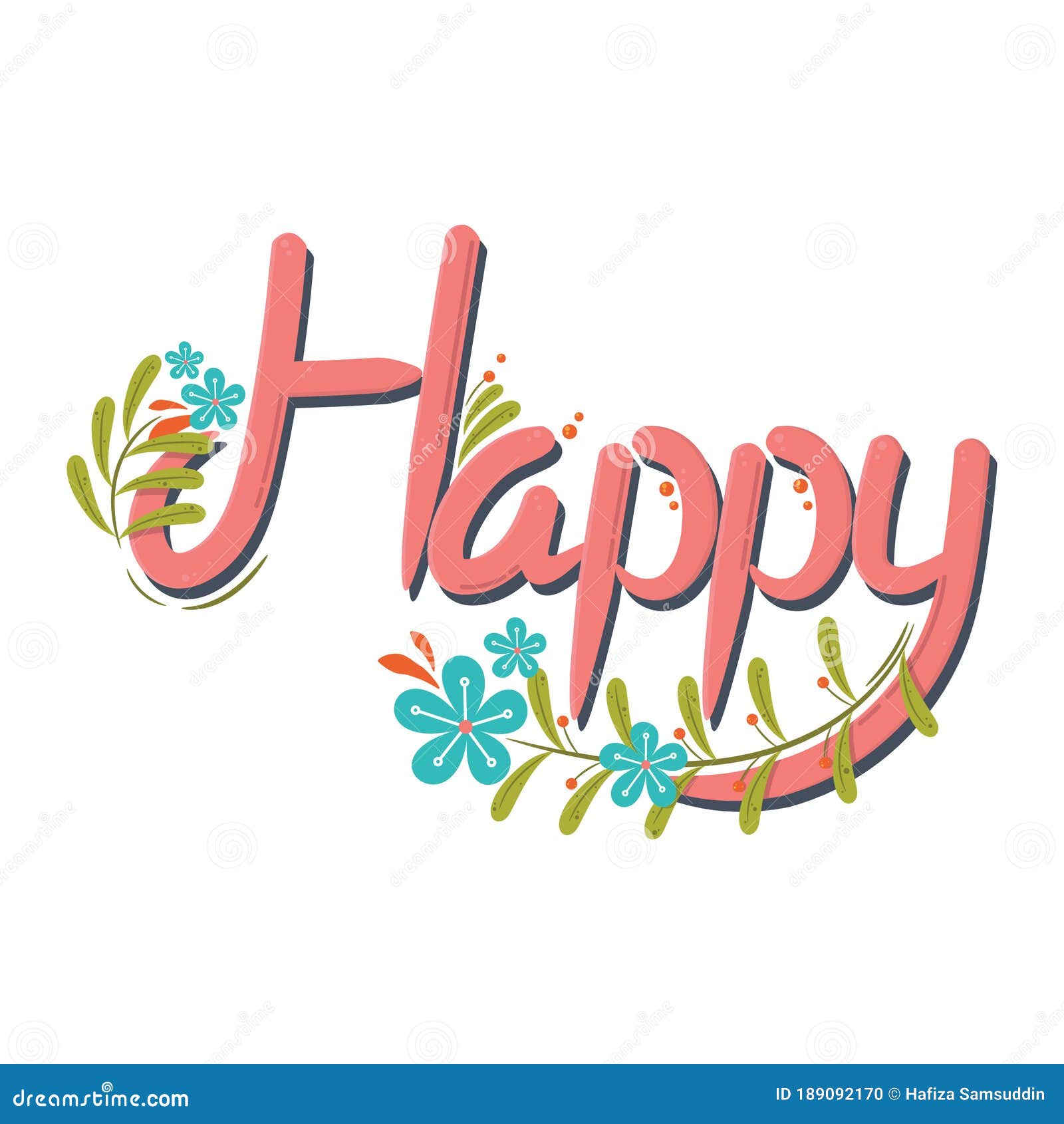 Word Happy. Vector Illustration Decorative Design Stock Vector ...