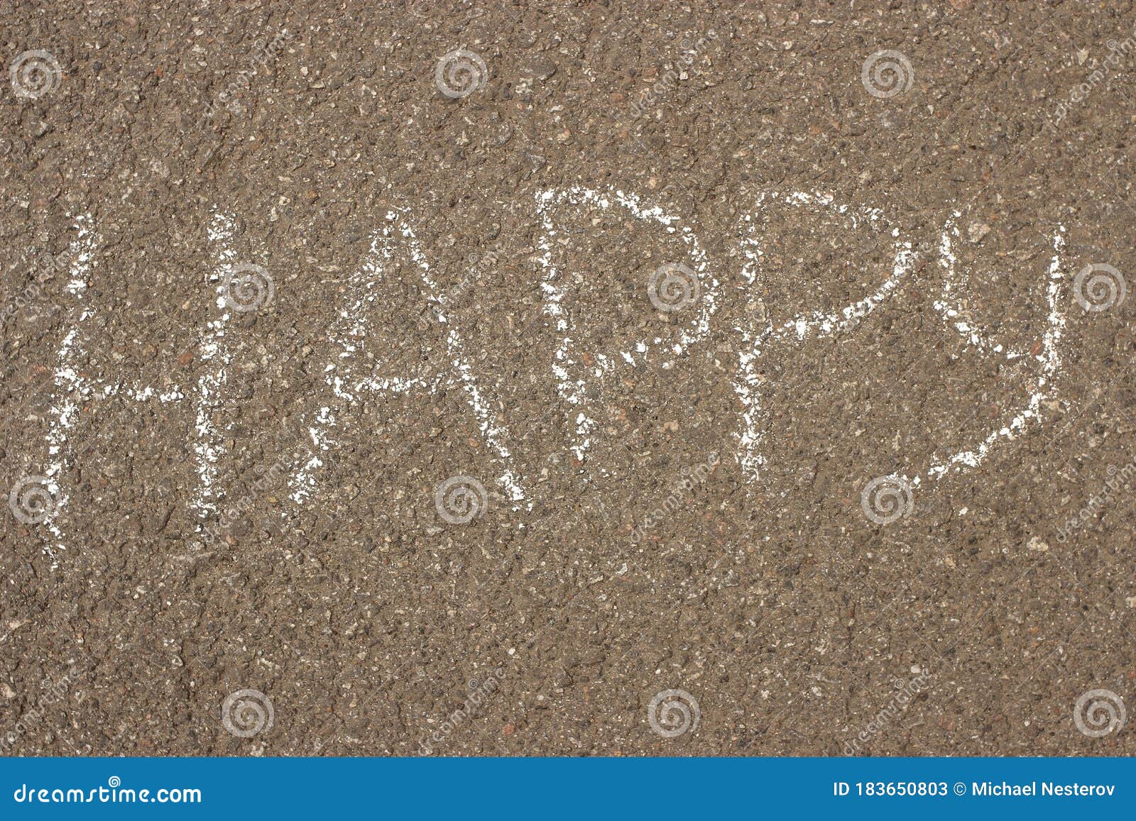 Word Happy Written in Chalk on the Road Stock Image - Image of school ...