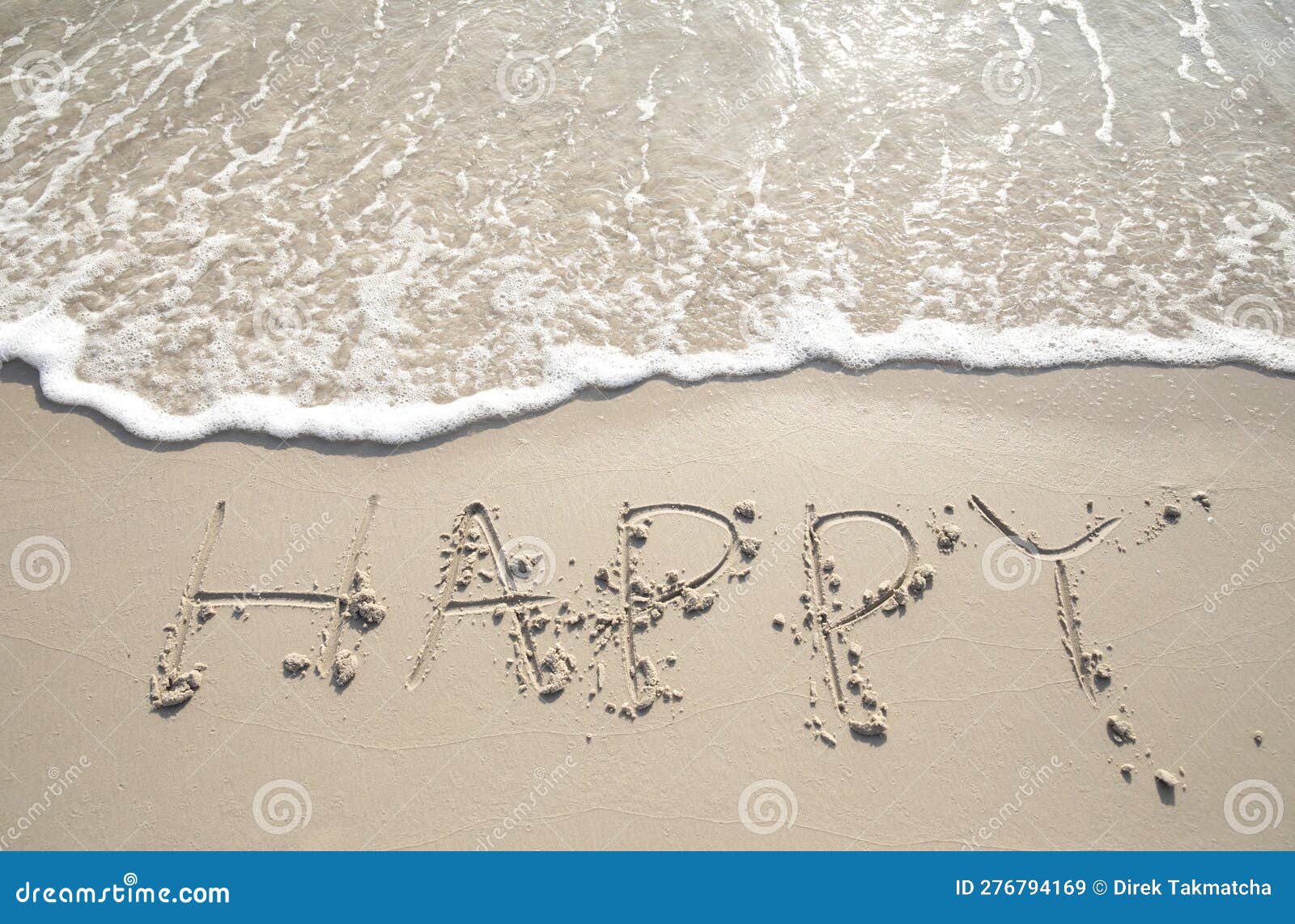 The Word "HAPPY" Written in the Sand Stock Image - Image of text, shore ...