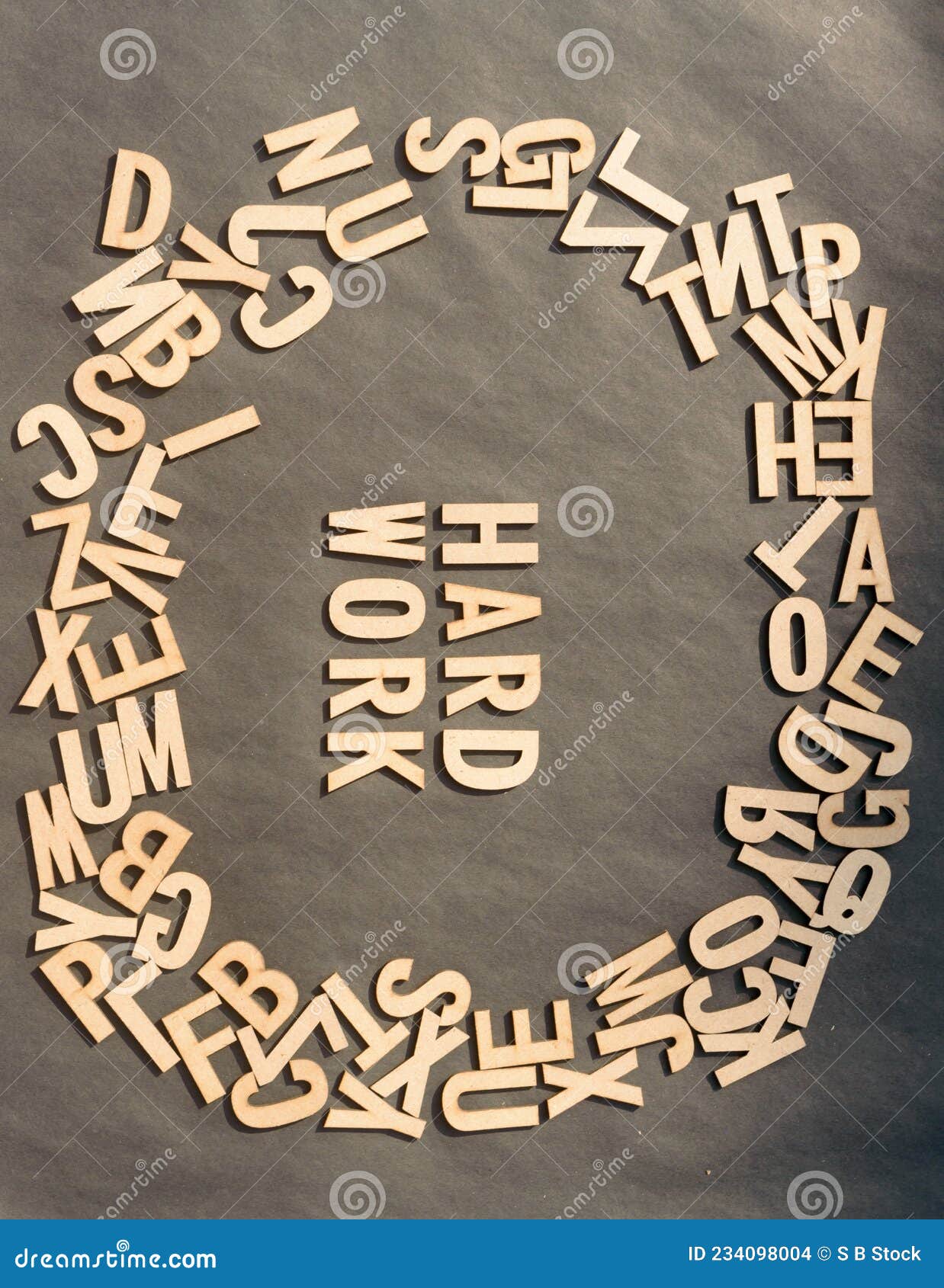 Word Hard Work in Wooden Cube Alphabet Letters Top View on a Rustic ...
