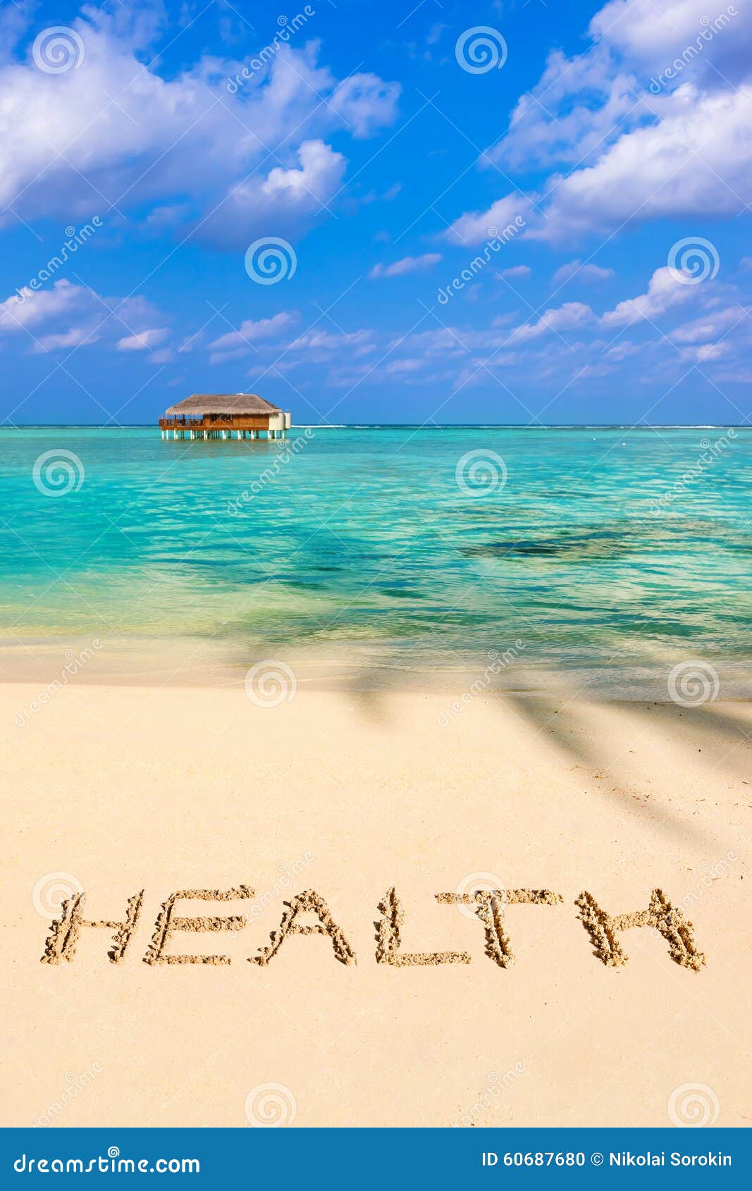 Word Health on beach stock photo. Image of bungalow, background - 60687680