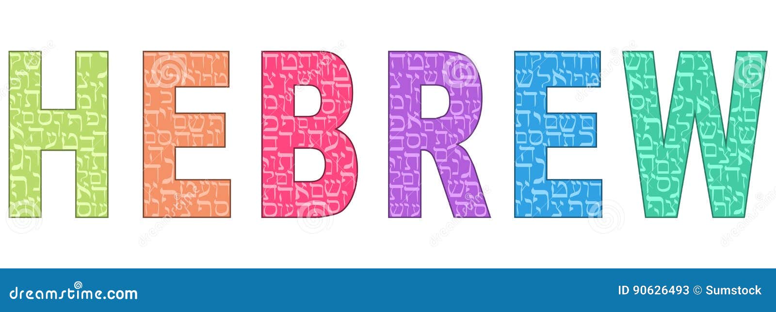 Word `HEBREW` Written in Different Colors and Hebrew Alphabets Stock ...