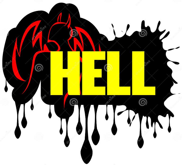 Word Hell with Stylized Devil Isolated Stock Vector - Illustration of ...