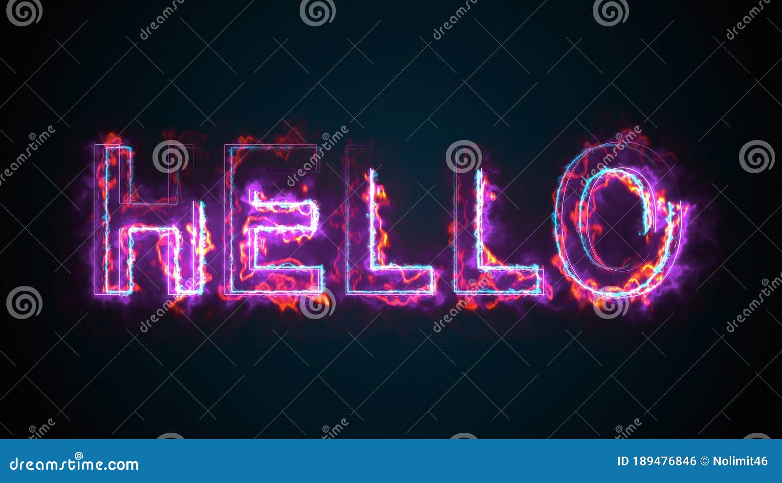 The Phrase Hello, Computer Generated. Burning Inscription. Capital ...
