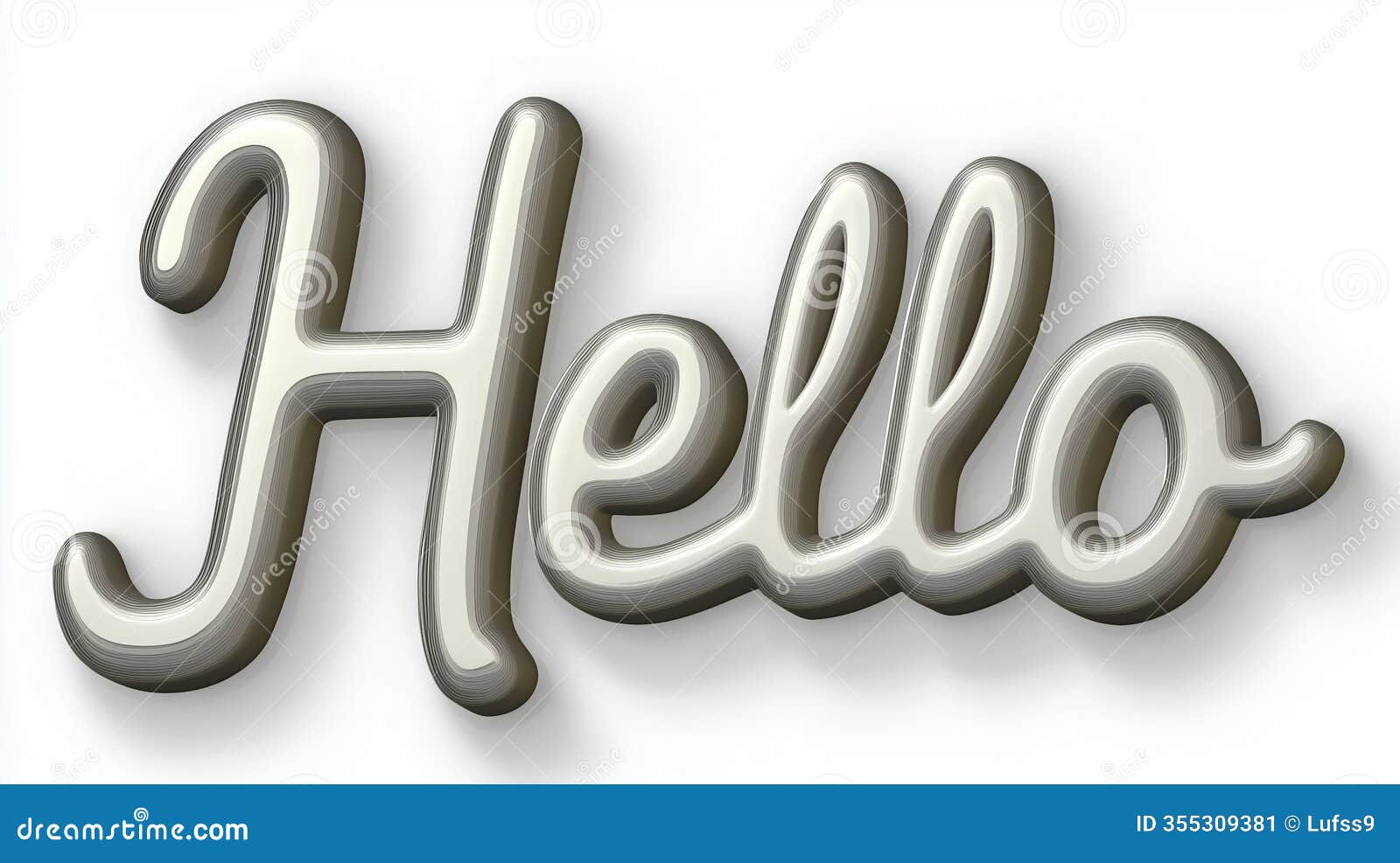 Word Hello with Curved Font in Grey Tones on White Background Stock ...
