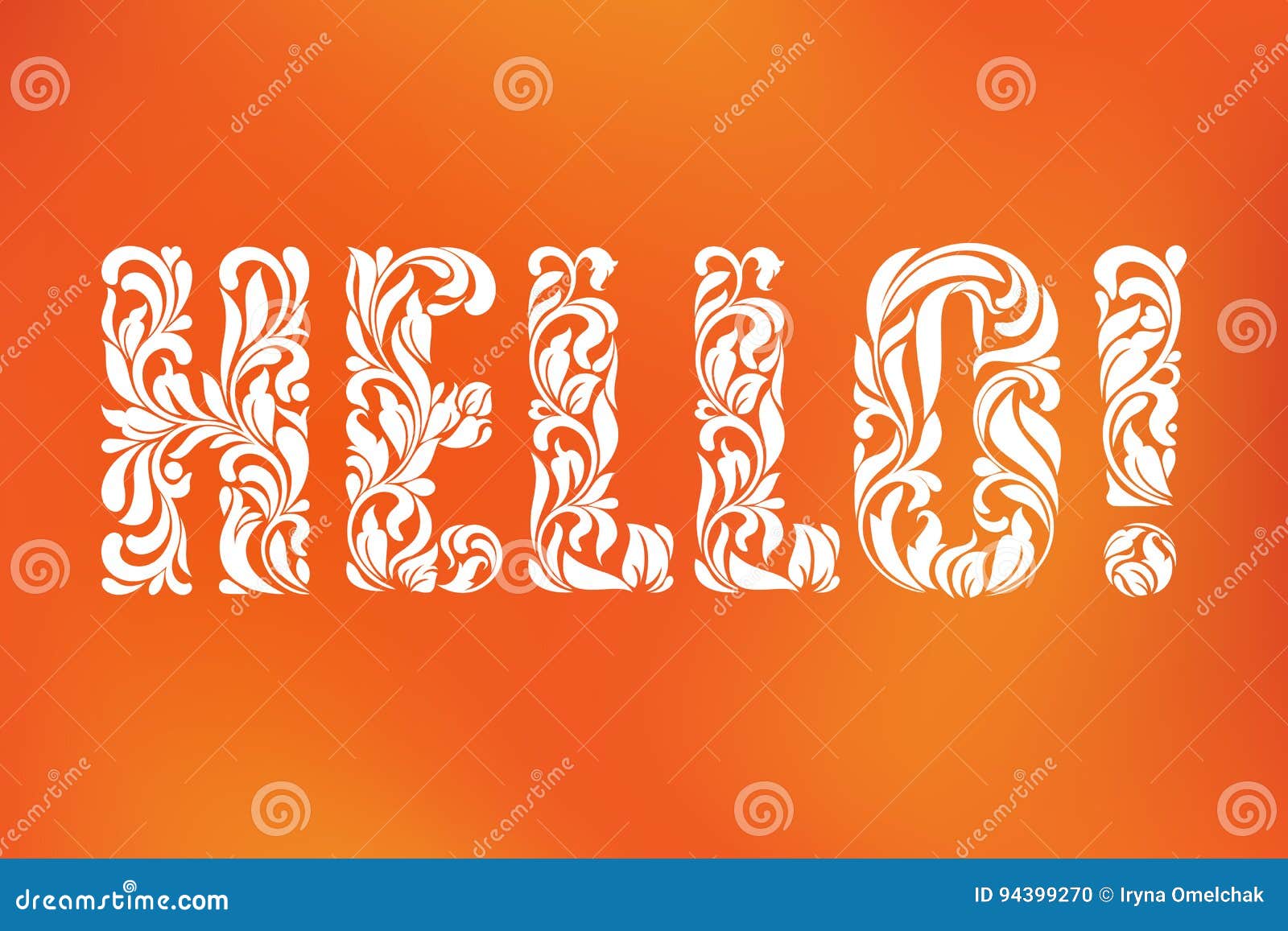 Word HELLO! Decorative Font with Swirls and Floral Elements. Stock ...