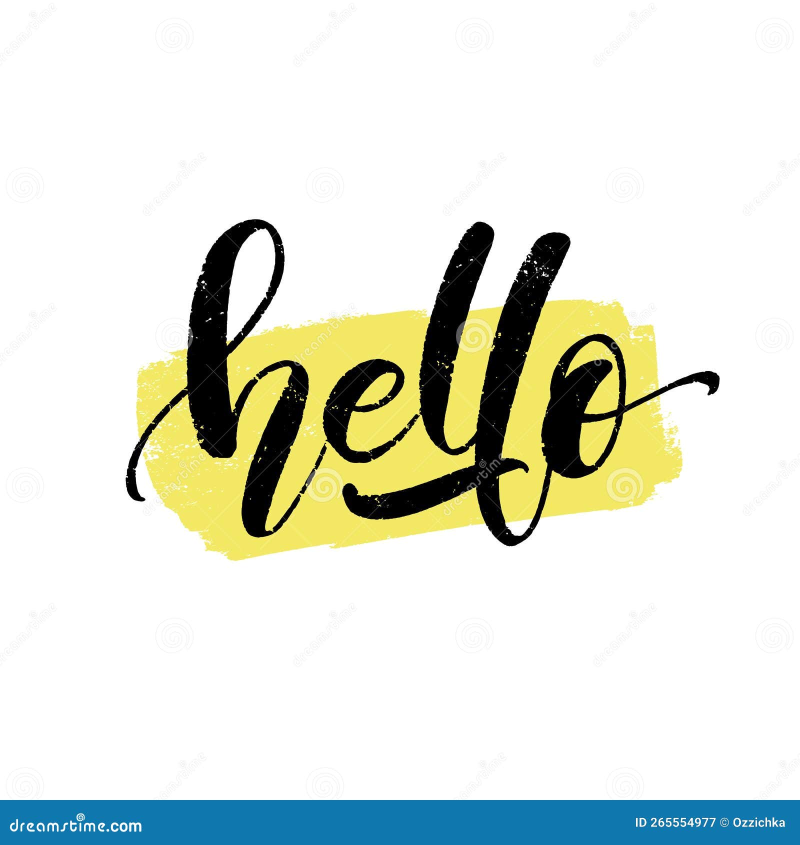 Word Hello For Greetings. Script Typography Black Color On Brush Stroke ...