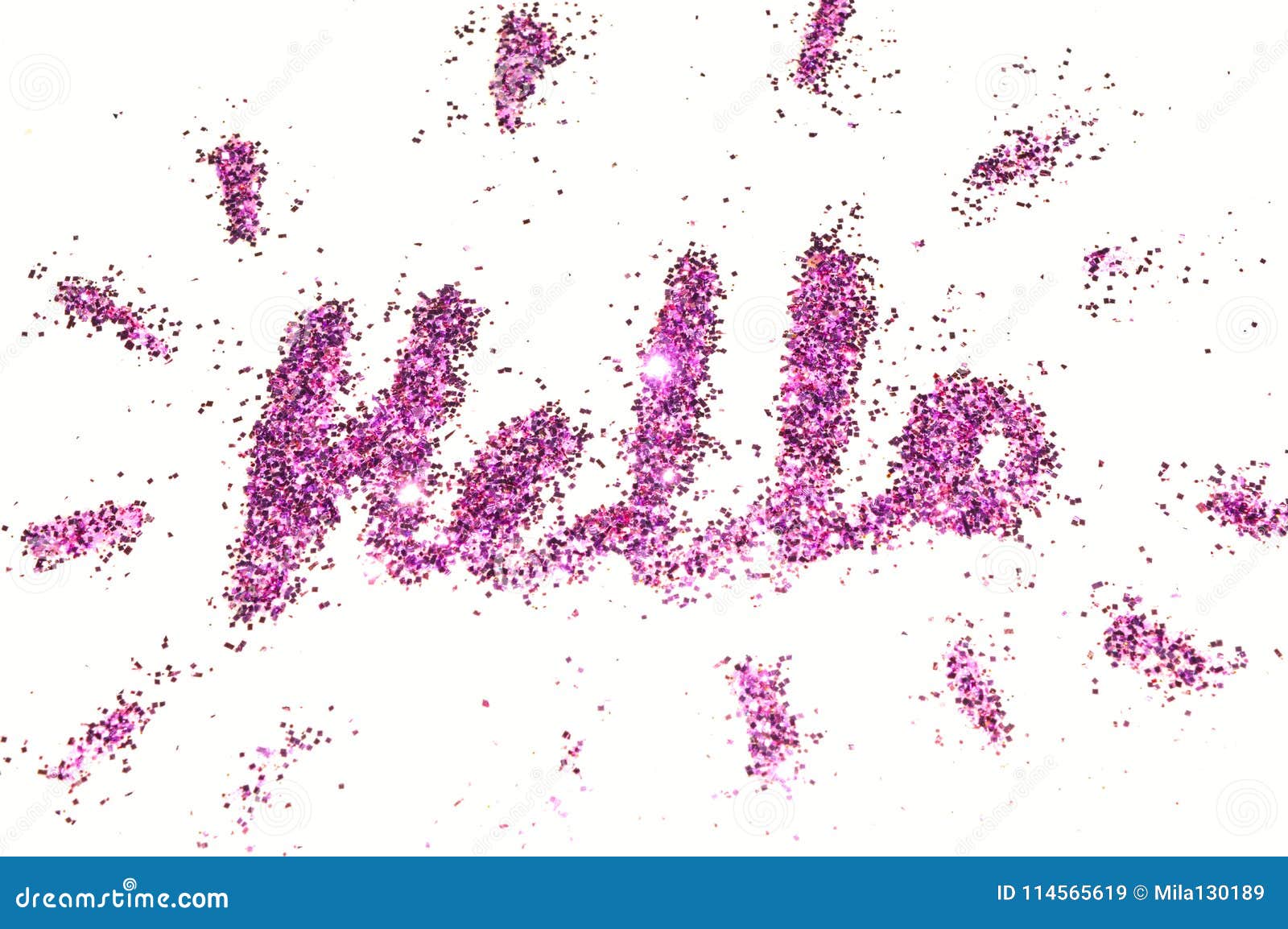 Word Hello of Purple Glitter Sparkle on White Background Stock Image ...