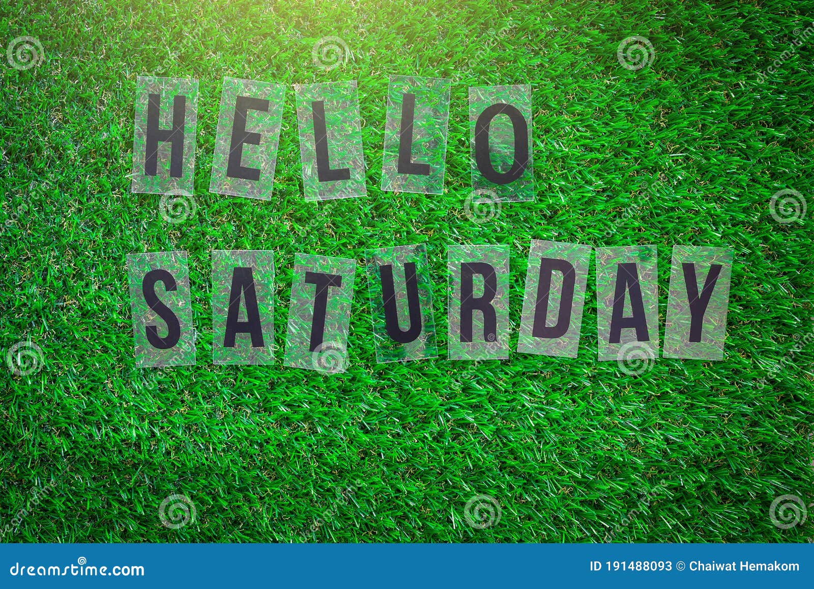 Word HELLO SATURDAY on Green Grass Ground Stock Image - Image of green ...