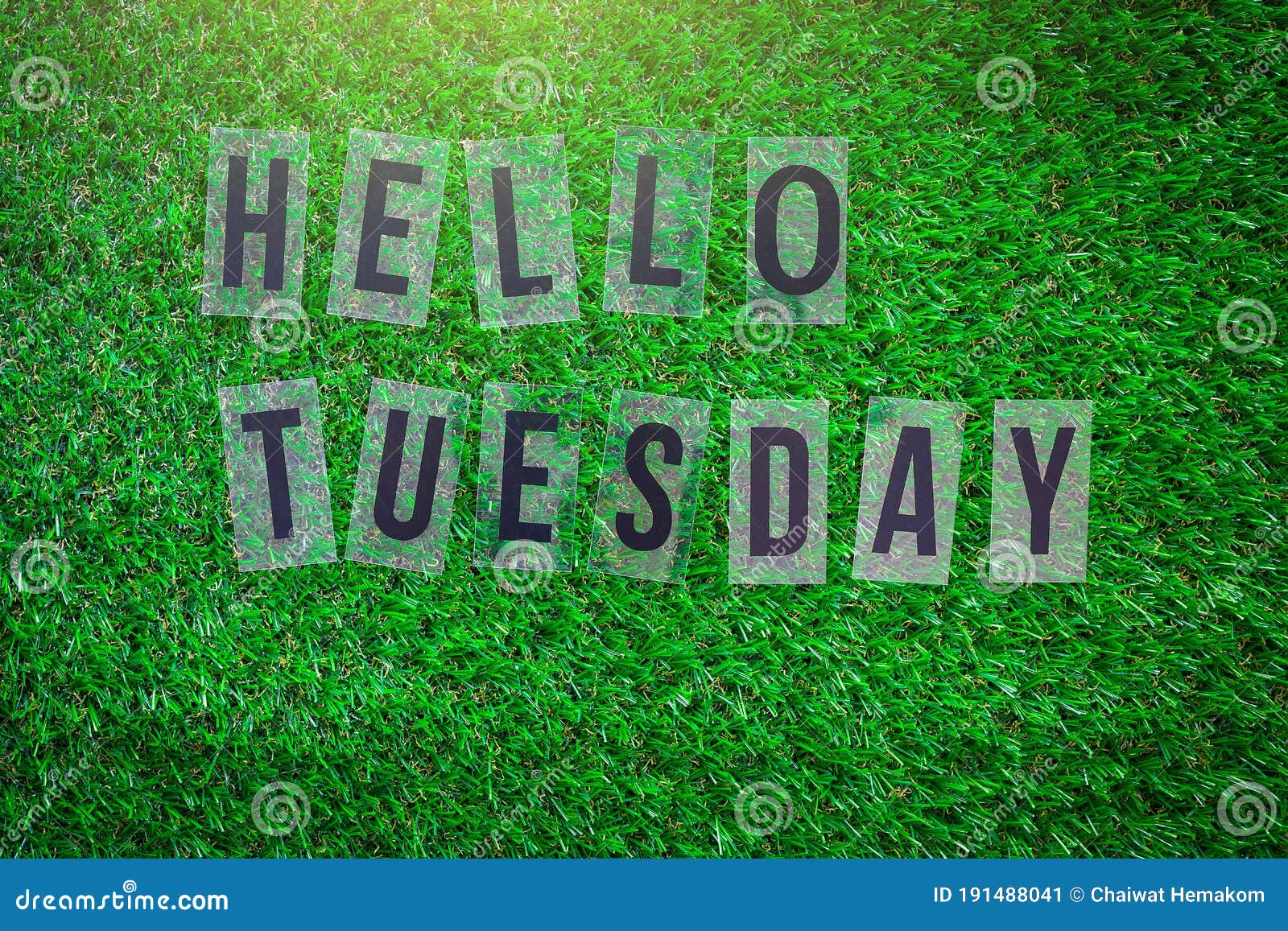 Word HELLO TUESDAY on Green Grass Ground Stock Image - Image of ...