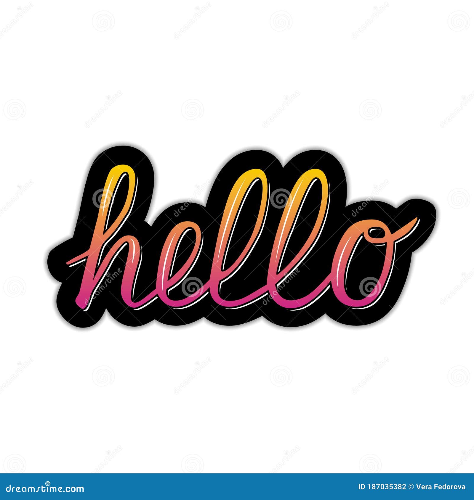 The Word Hello is Written with Brush. Calligraphy Font Hand Drawn ...