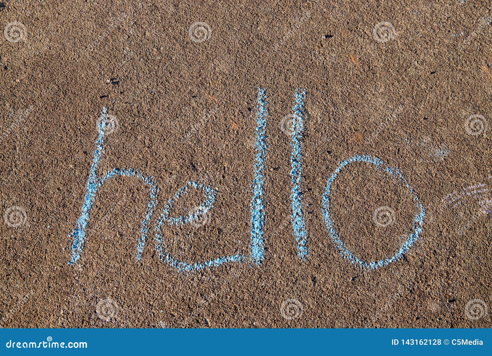 The Word Hello Written with Sidewalk Chalk on Gray Concrete Pavement ...