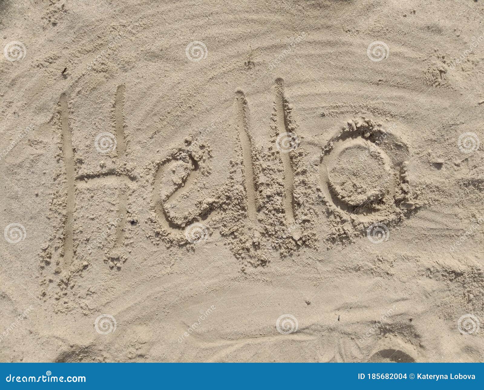 The Word `hello` on the Yellow Sand Stock Photo - Image of beach ...