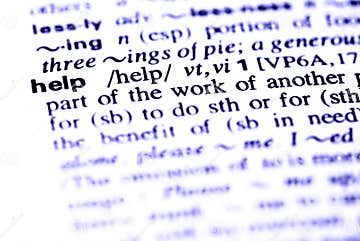 The Word Help in a Dictionary Stock Photo - Image of idea, dictionary ...