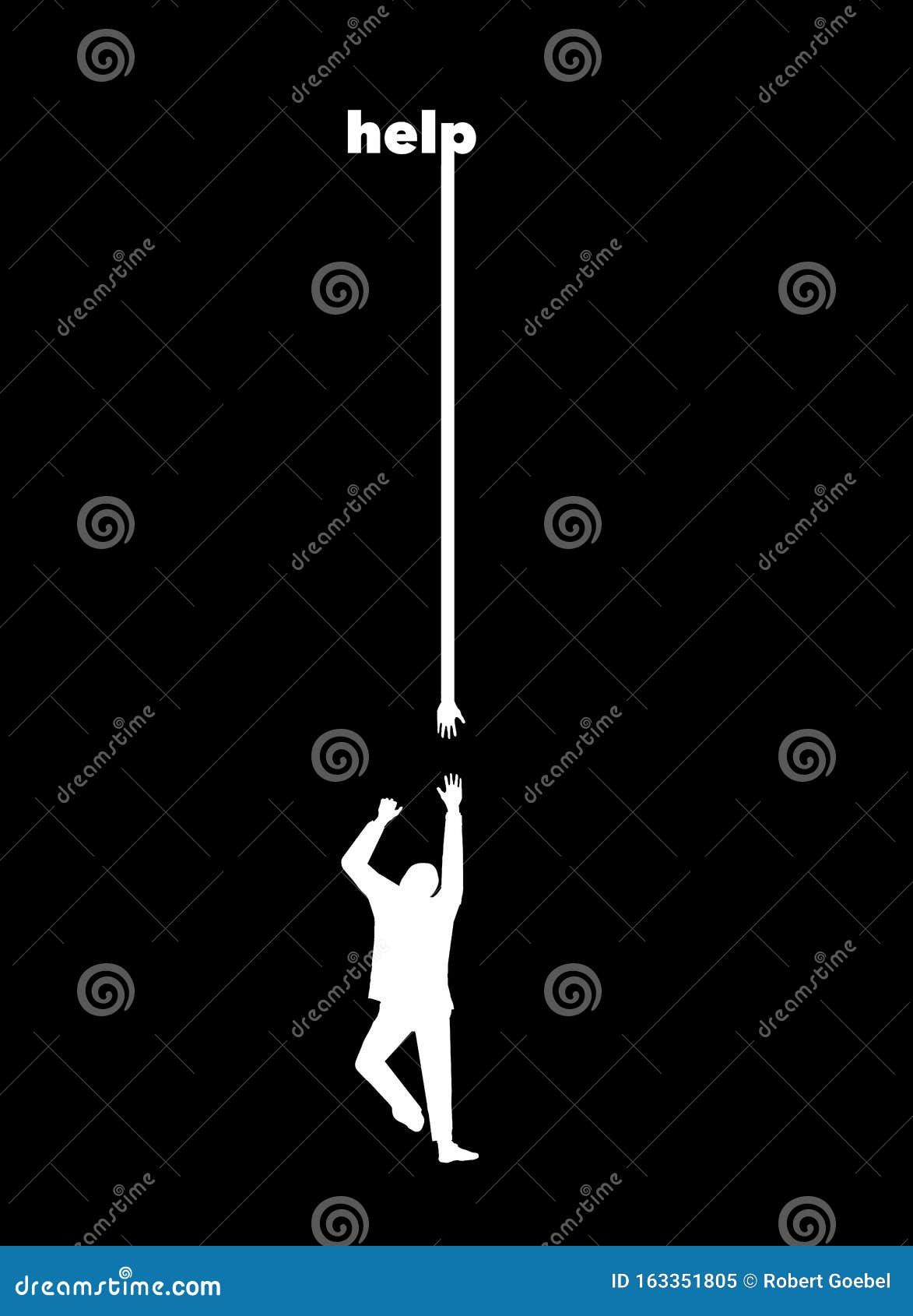 The Word â€œhelpâ€ Extends Down with a Helping Hand Stock Illustration ...