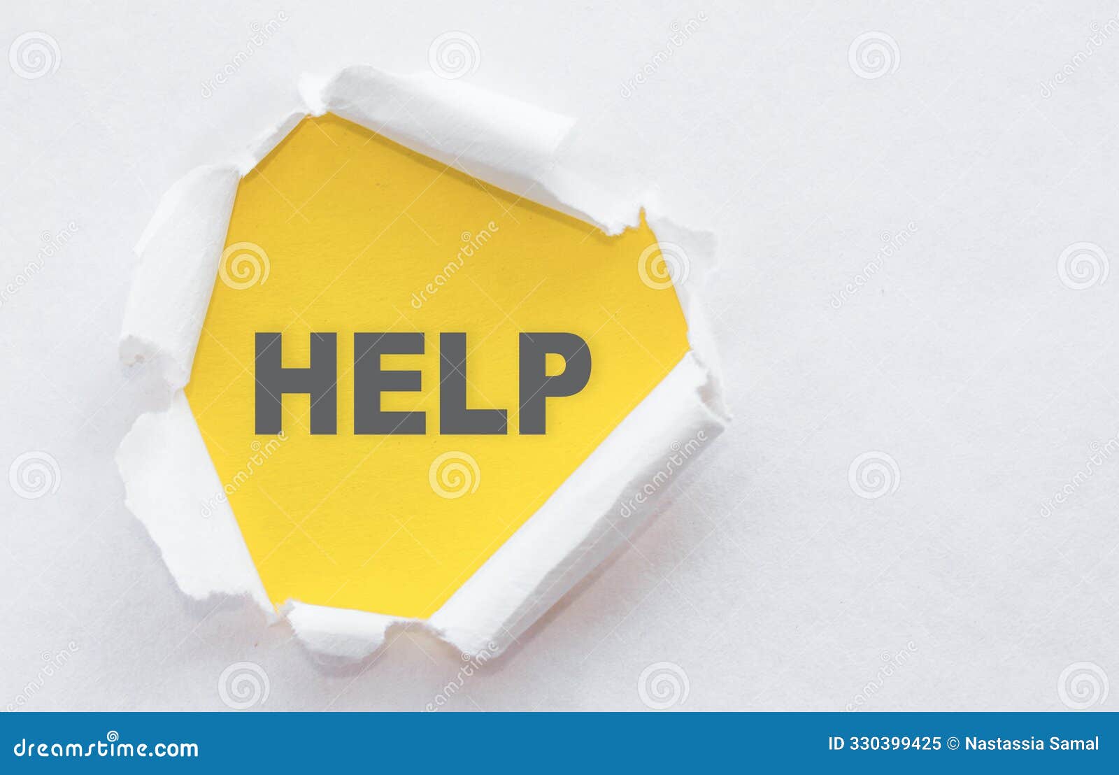 The Word HELP Under a White Torn Paper Stock Image - Image of caution ...