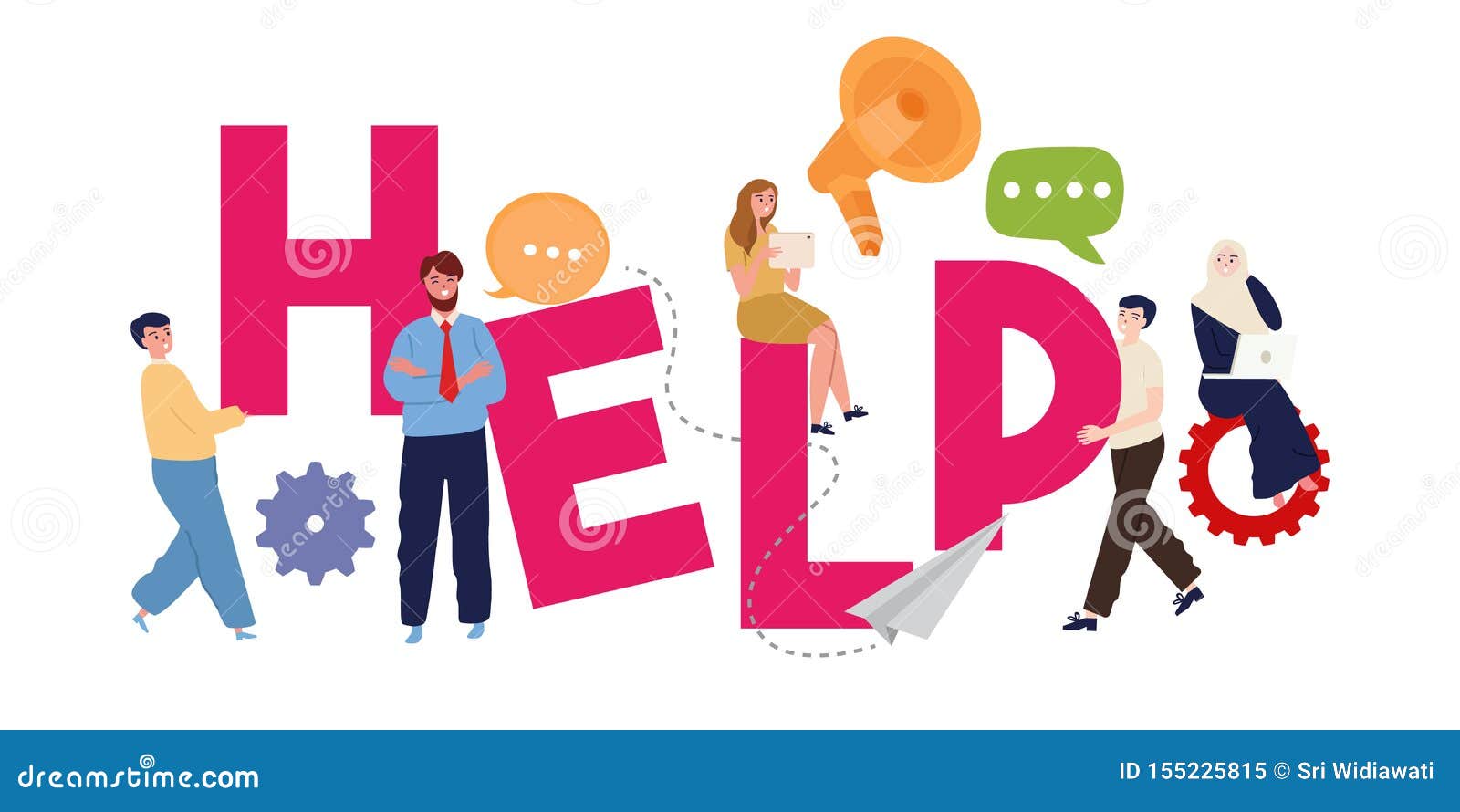 The Word Help. Vector Banner with the Text Colored Stock Vector ...