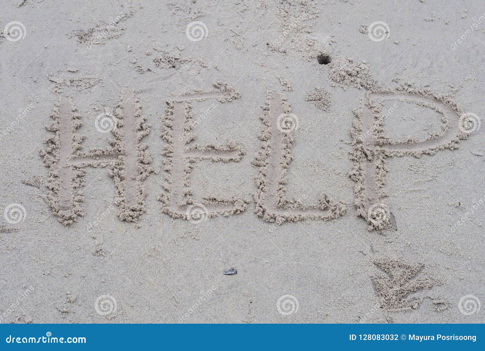 Word Help Write on the Beach. Stock Photo - Image of symbol, paint ...