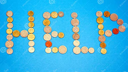 Word help written in coins stock photo. Image of bank - 3501524