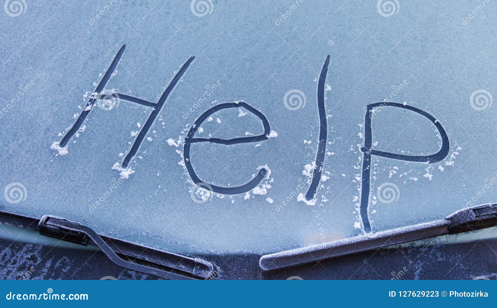 Word Help on Windshield of Car Stock Image - Image of lost, sign: 127629223